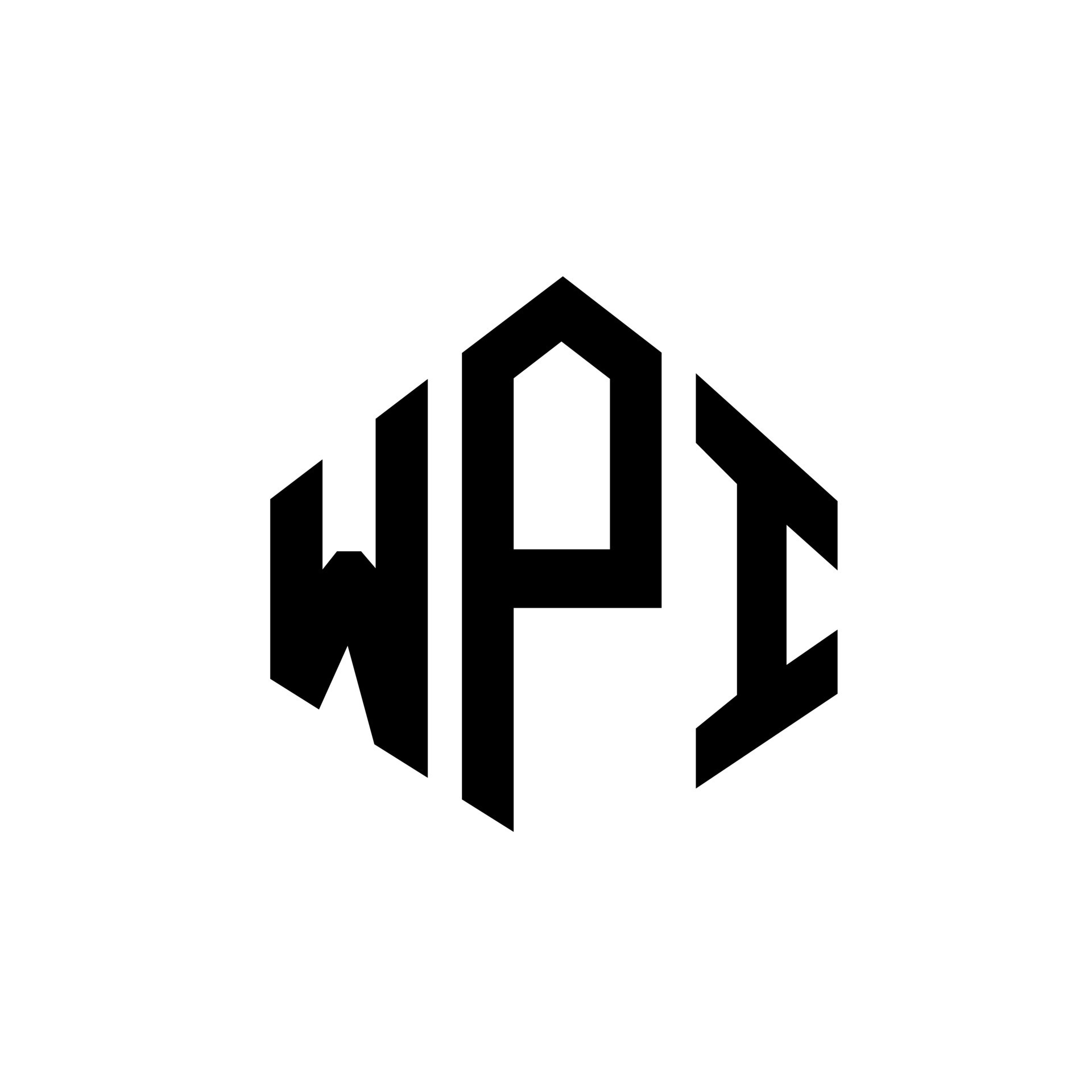 WPI letter logo design with polygon shape. WPI polygon and cube shape logo design. WPI hexagon ...