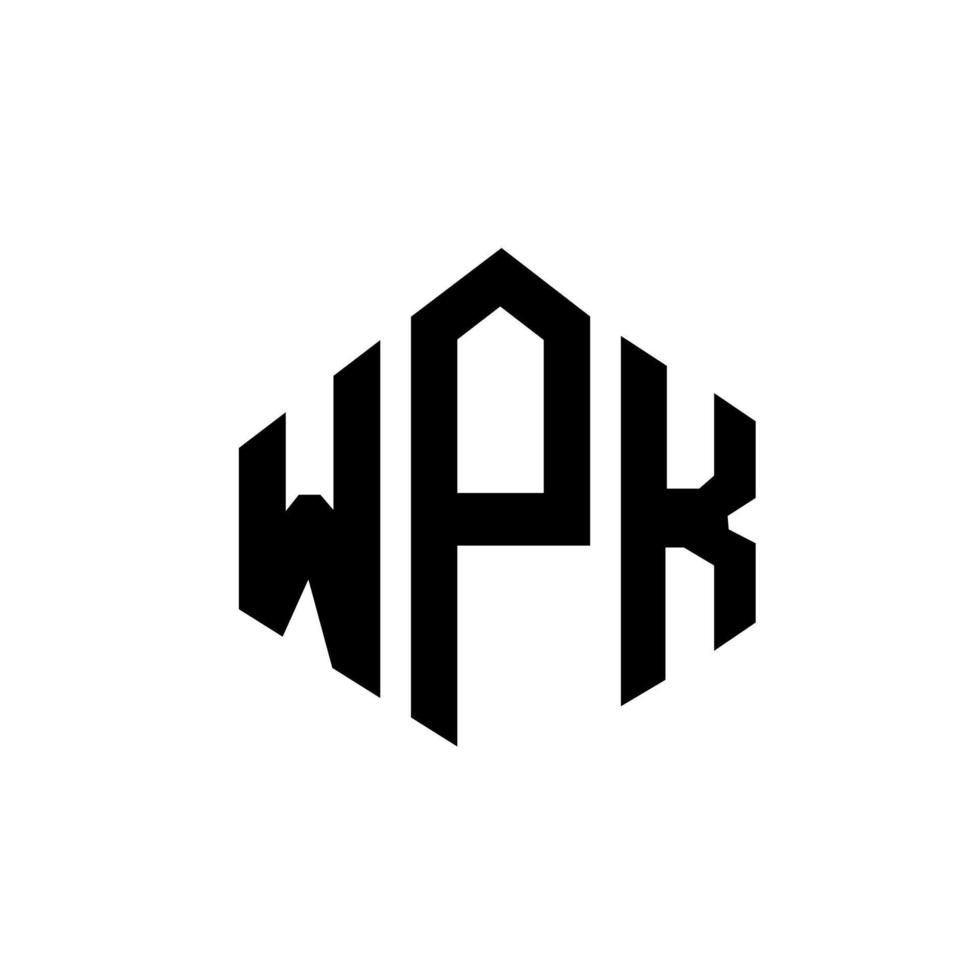 diseño de logotipo de letra wpk con forma de polígono. diseño de logotipo en forma de cubo y ...