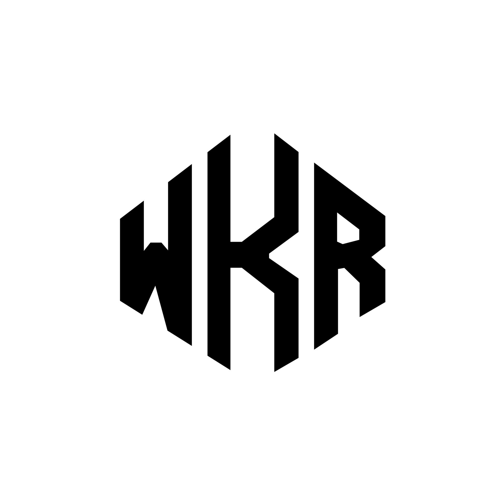 WKR letter logo design with polygon shape. WKR polygon and cube shape logo design. WKR hexagon ...