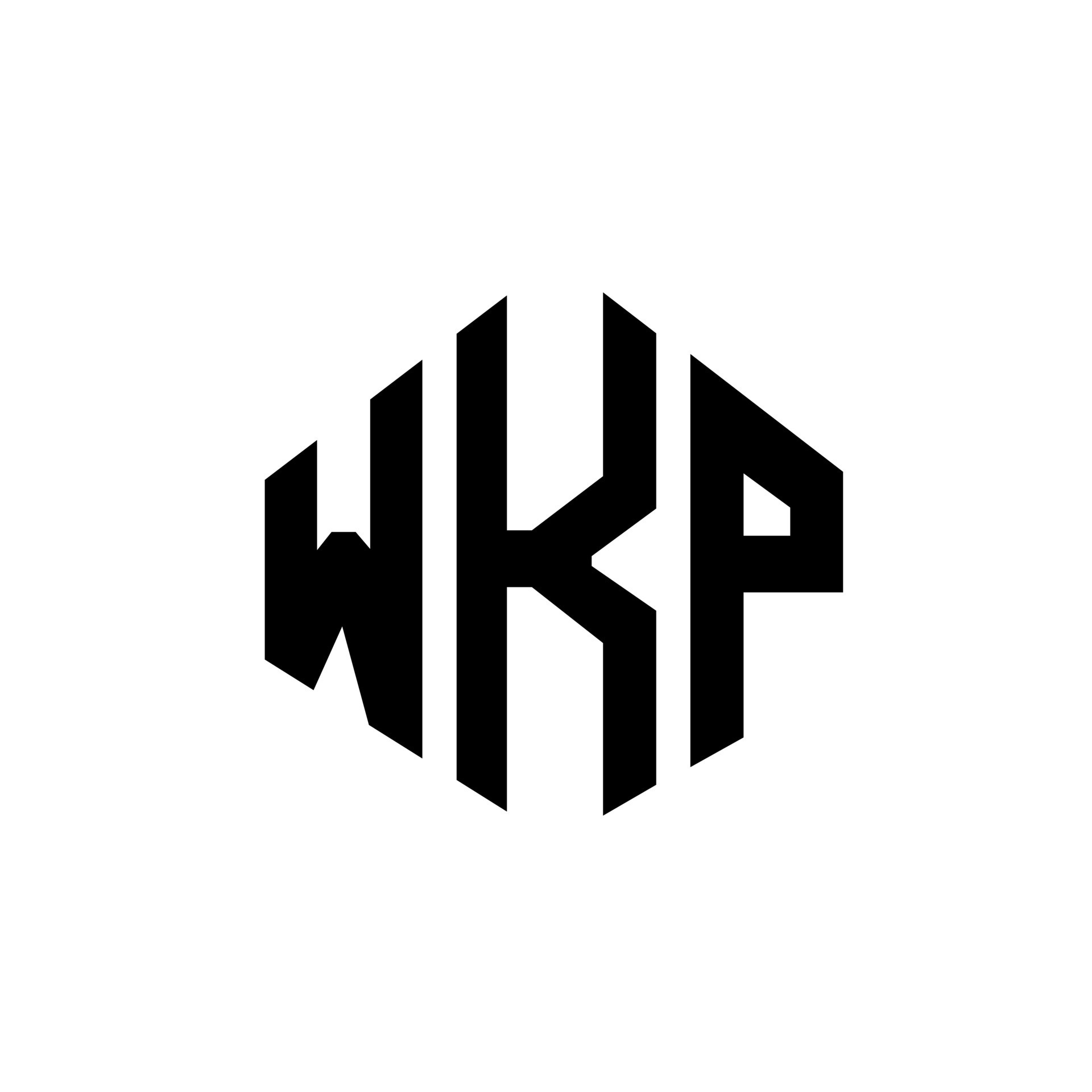 WKP letter logo design with polygon shape. WKP polygon and cube shape logo design. WKP hexagon ...