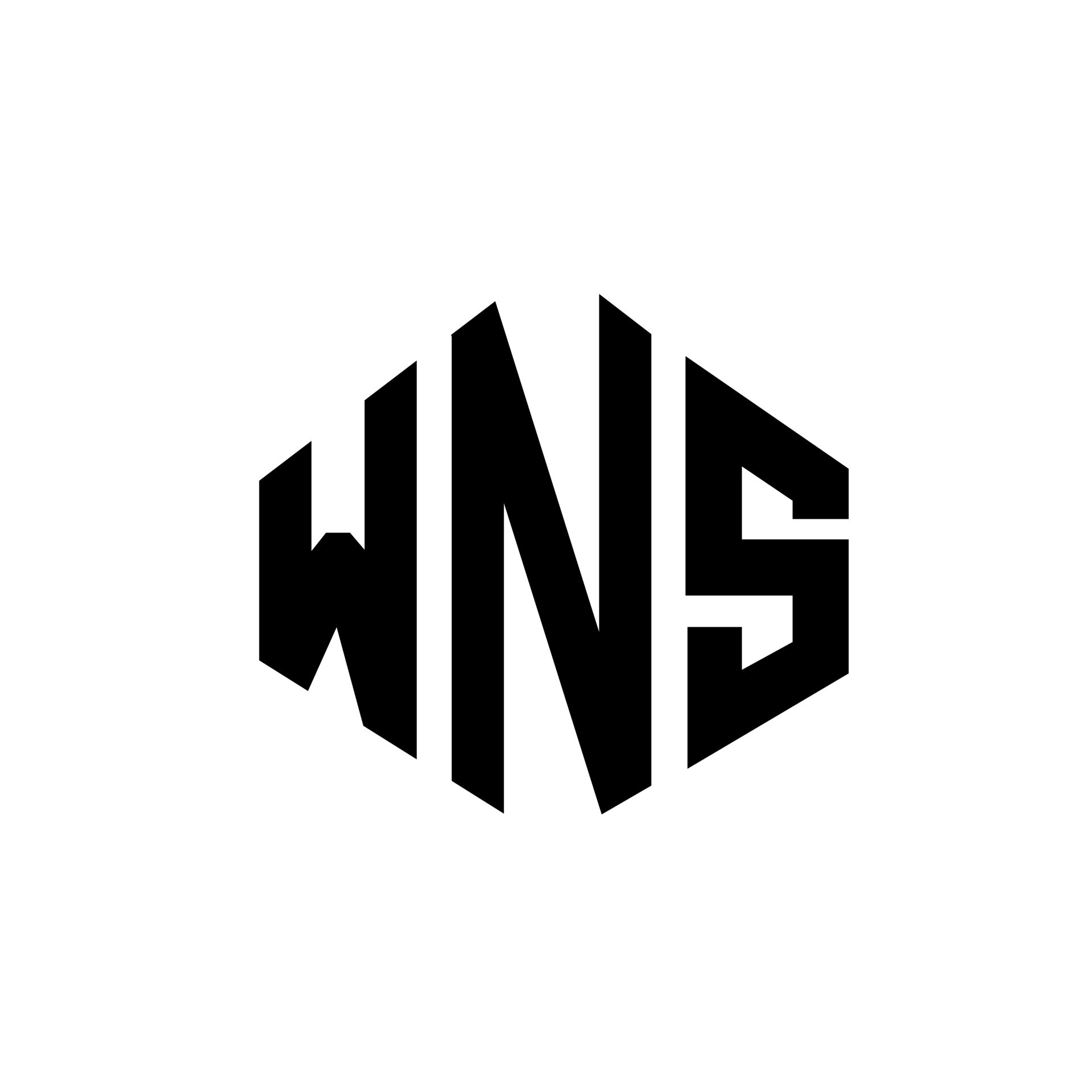 diseño de logotipo de letra wns con forma de polígono. wns polígono y diseño de logotipo en ...