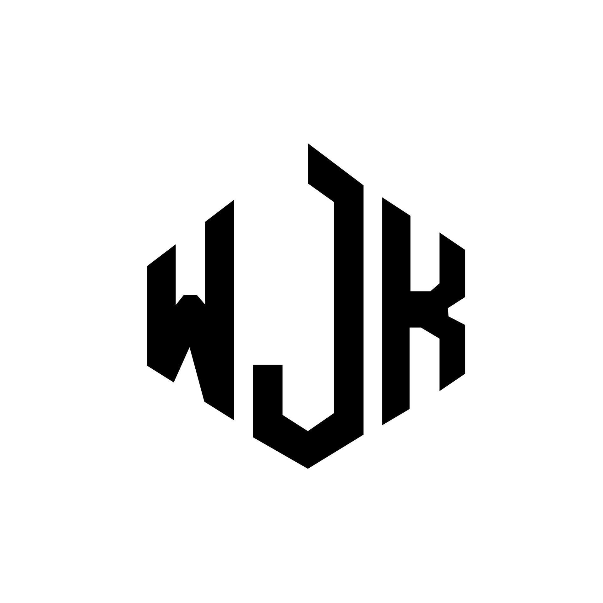 WJK letter logo design with polygon shape. WJK polygon and cube shape logo design. WJK hexagon ...