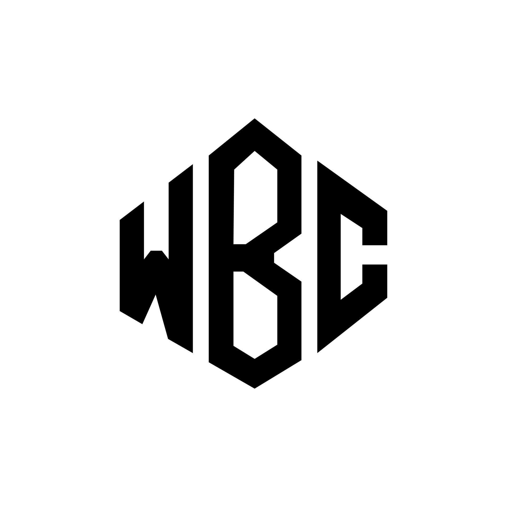 WBC letter logo design with polygon shape. WBC polygon and cube shape logo design. WBC hexagon ...