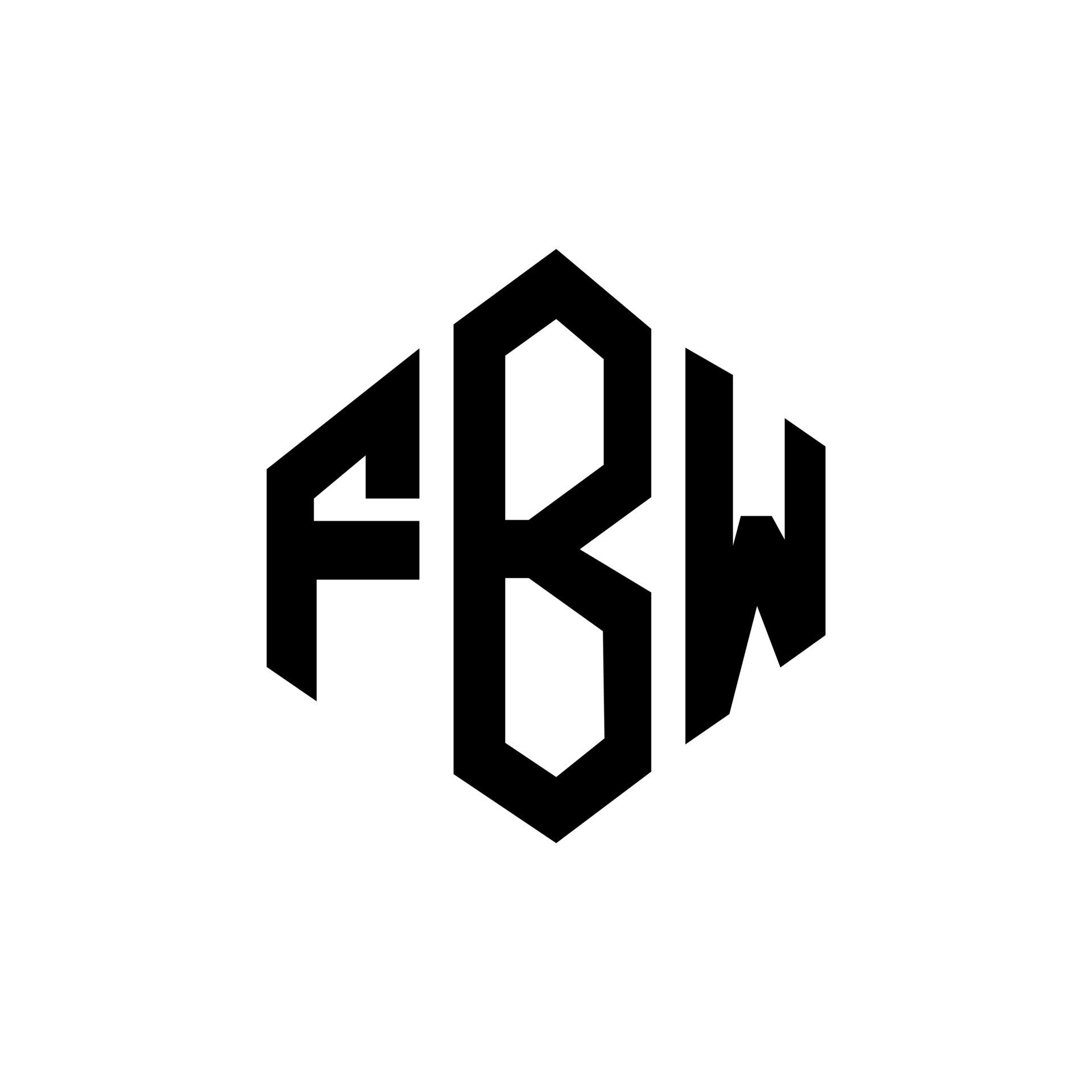 FBW letter logo design with polygon shape. FBW polygon and cube shape logo design. FBW hexagon ...