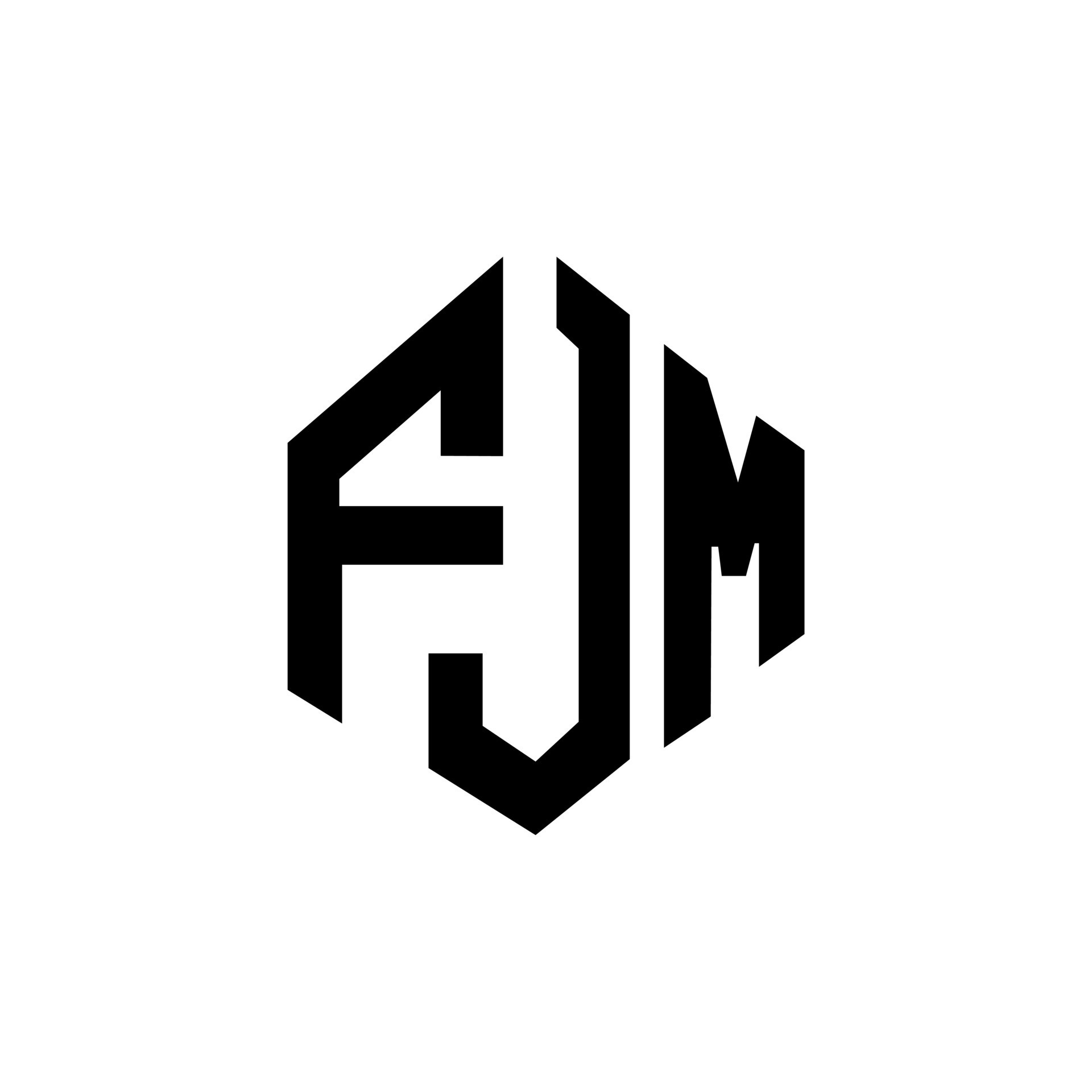 FJM letter logo design with polygon shape. FJM polygon and cube shape ...