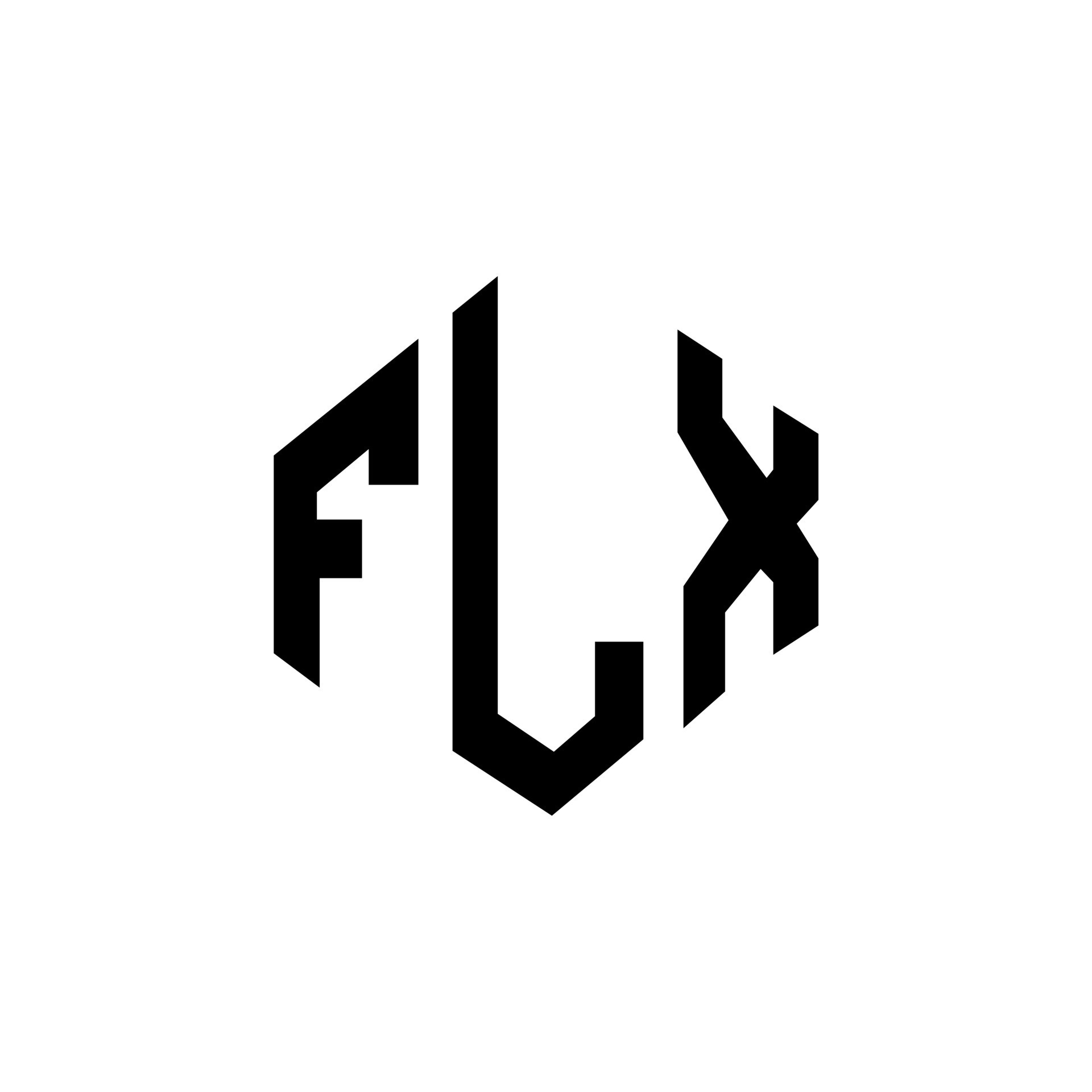 diseño de logotipo de letra flx con forma de polígono. flx polígono y diseño de logotipo en ...