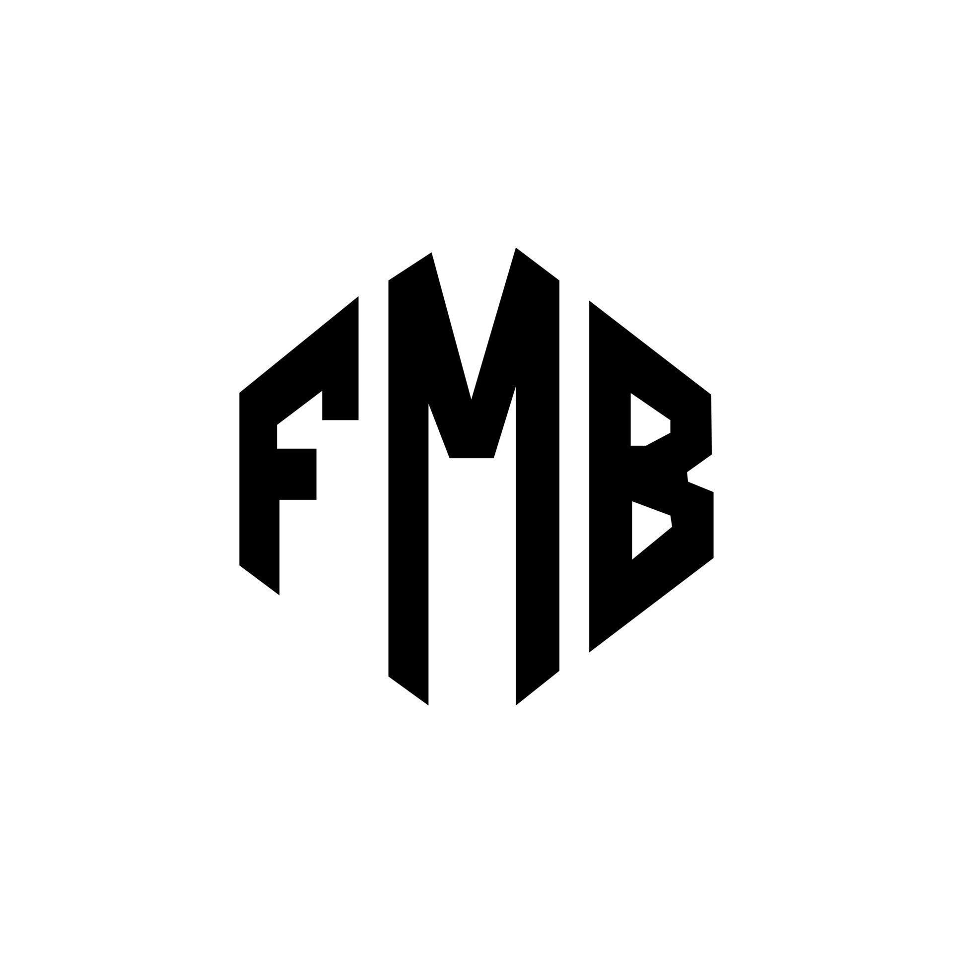 diseño de logotipo de letra fmb con forma de polígono. diseño de logotipo de forma de cubo y ...