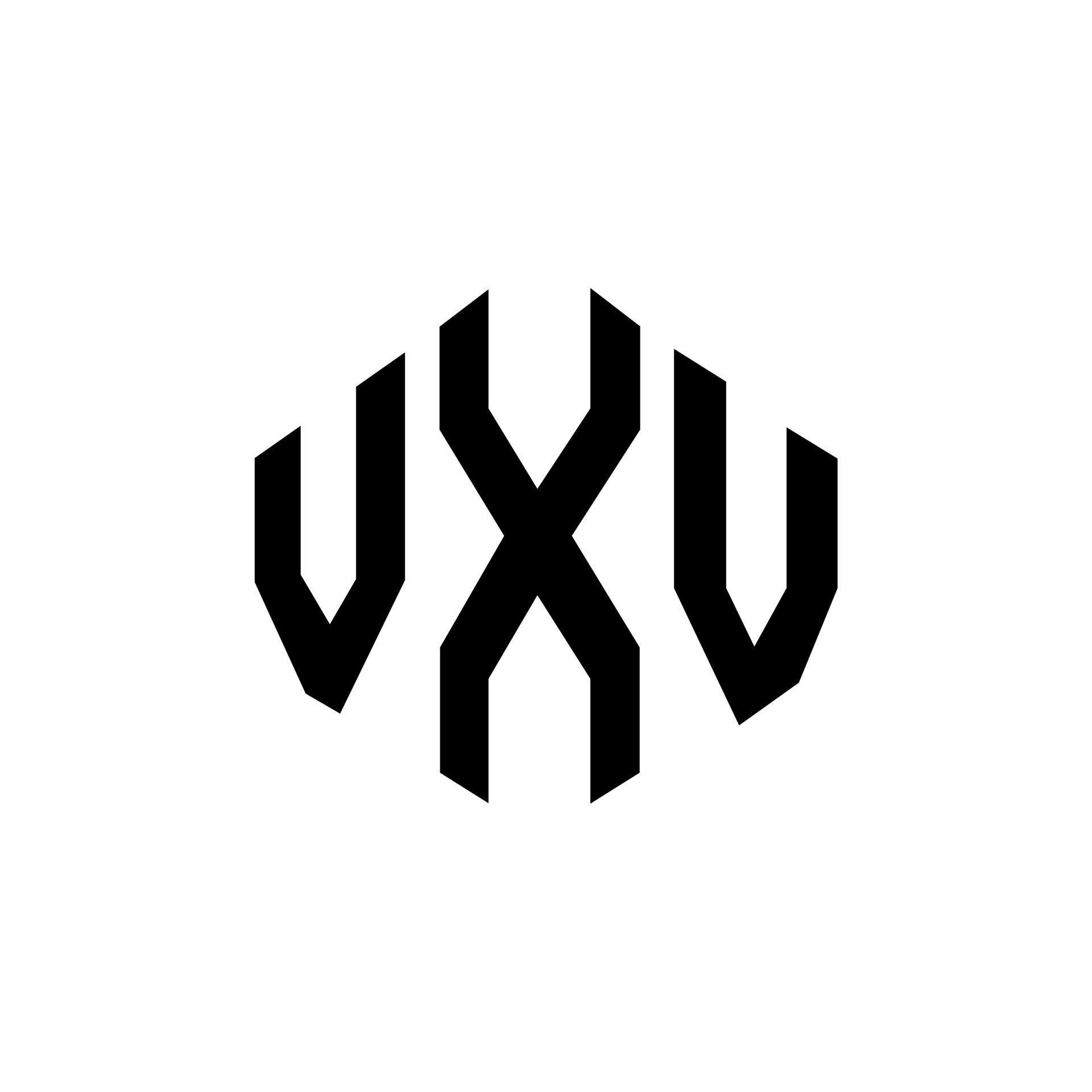 diseño de logotipo de letra vxv con forma de polígono. diseño de logotipo en forma de cubo y ...