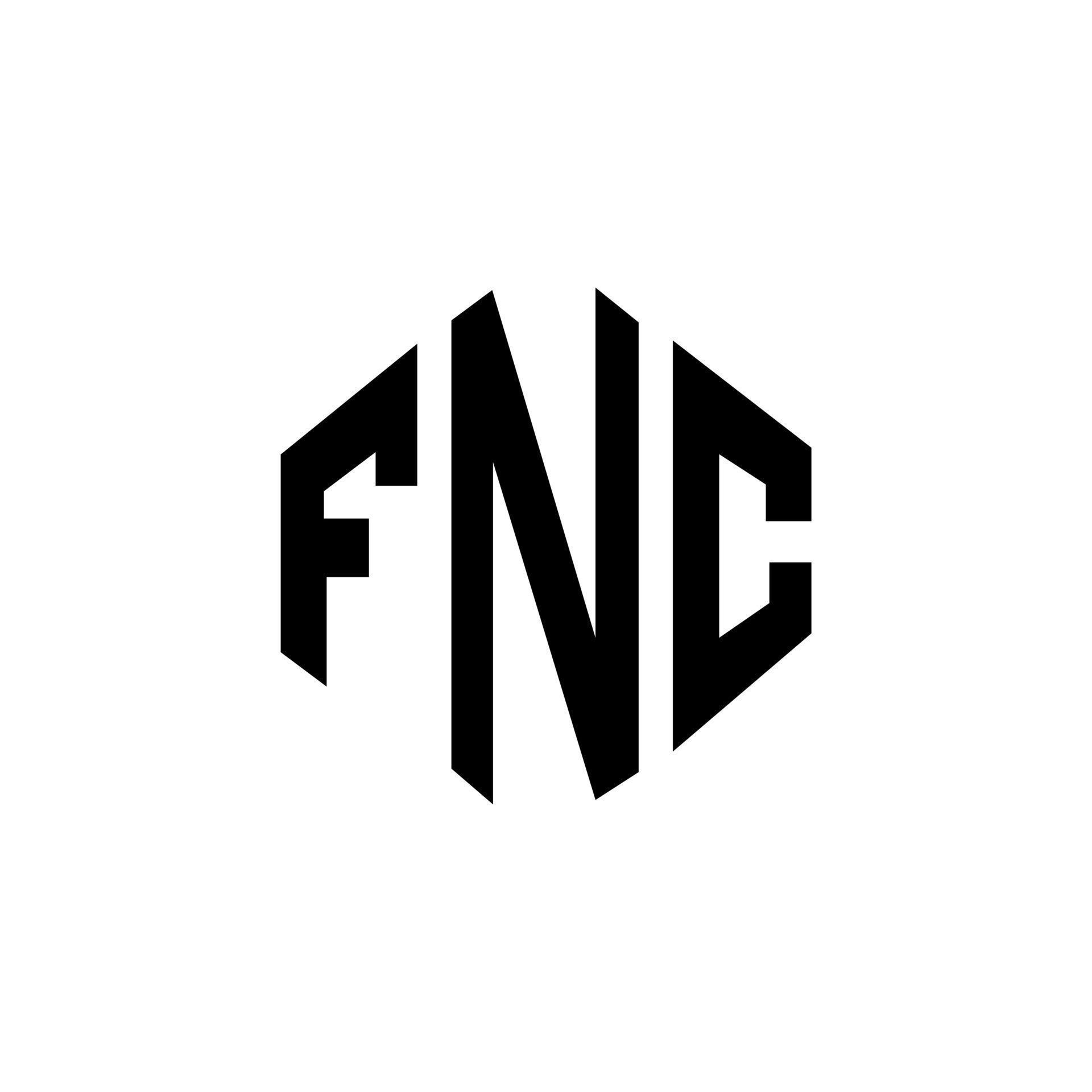FNC letter logo design with polygon shape. FNC polygon and cube shape logo design. FNC hexagon ...