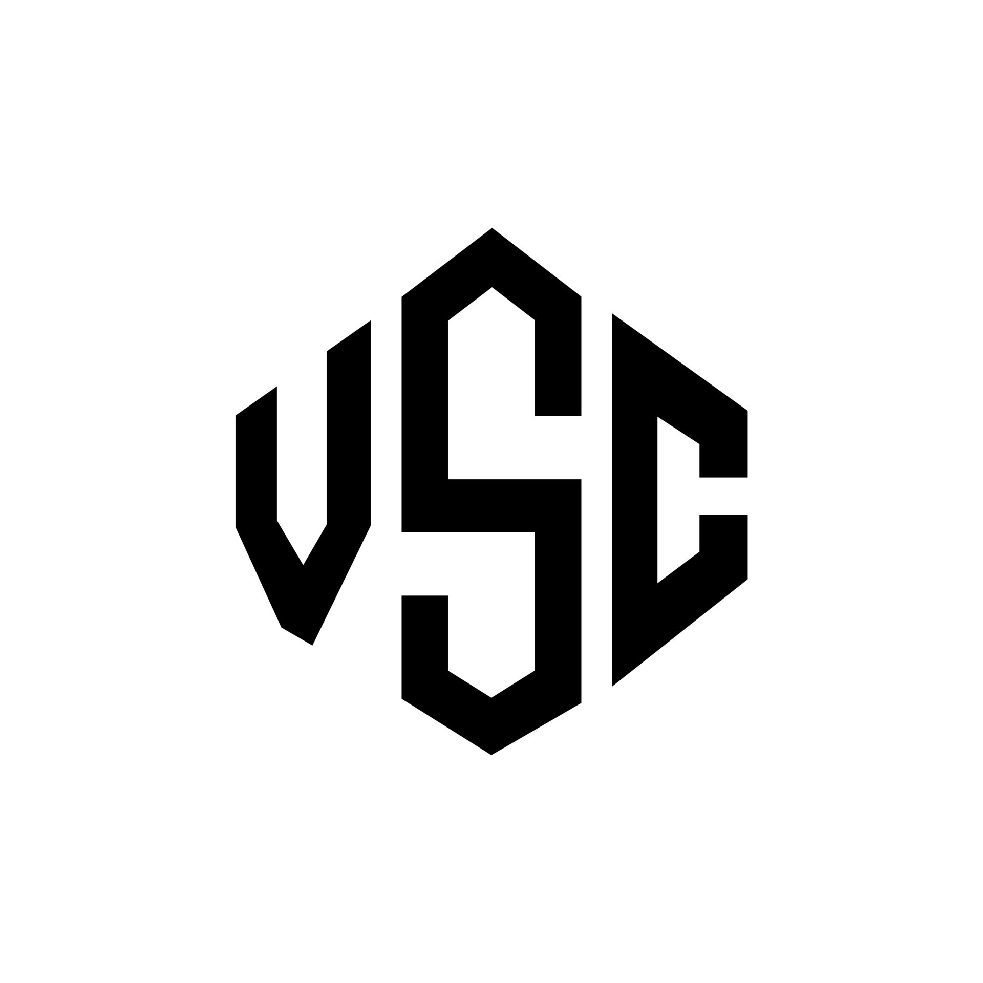 VSC letter logo design with polygon shape. VSC polygon and cube shape ...