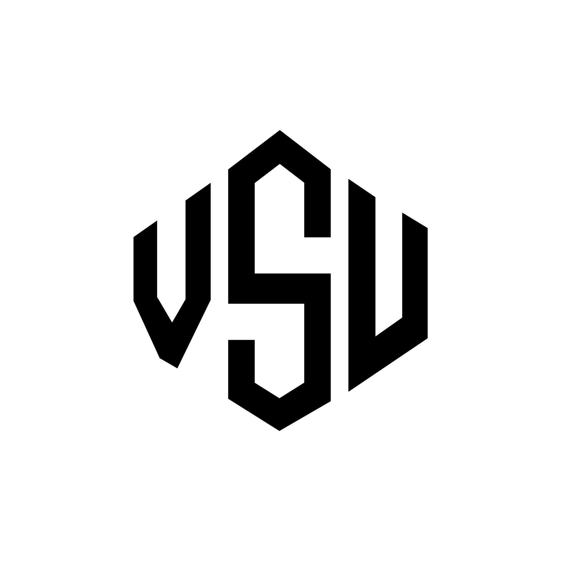 diseño de logotipo de letra vsu con forma de polígono. vsu polígono y diseño de logotipo en ...
