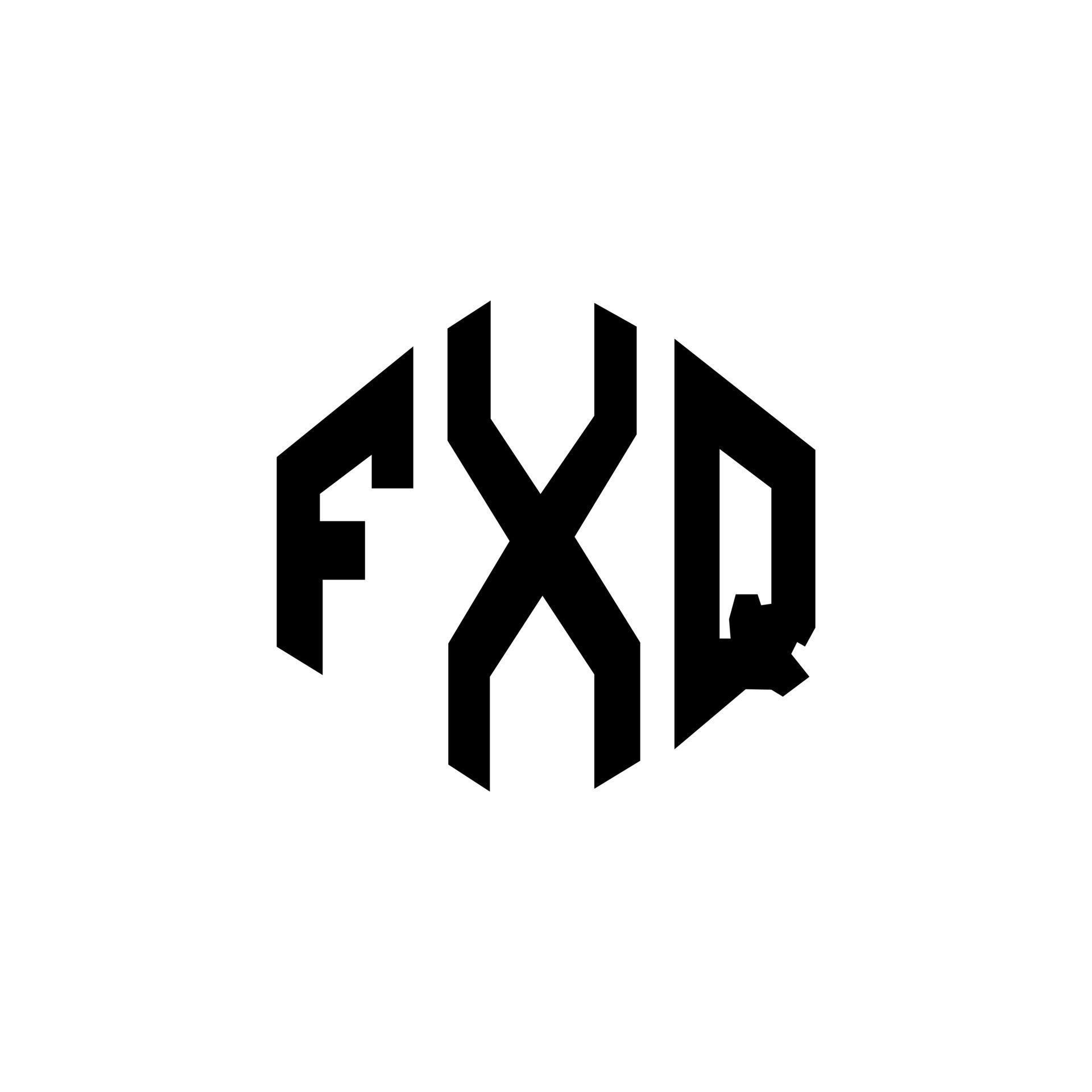 FXQ letter logo design with polygon shape. FXQ polygon and cube shape logo design. FXQ hexagon ...