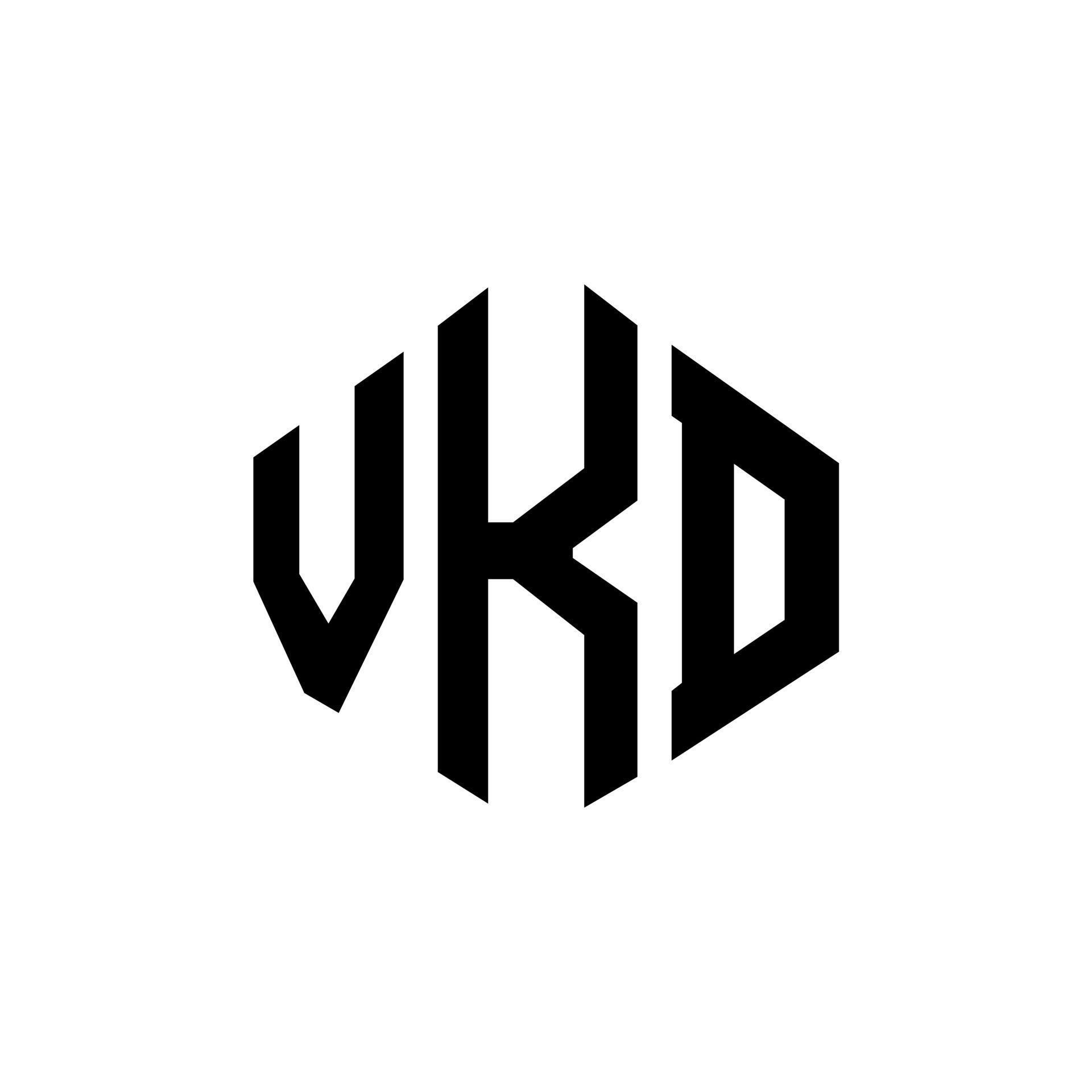 VKD letter logo design with polygon shape. VKD polygon and cube shape logo design. VKD hexagon ...