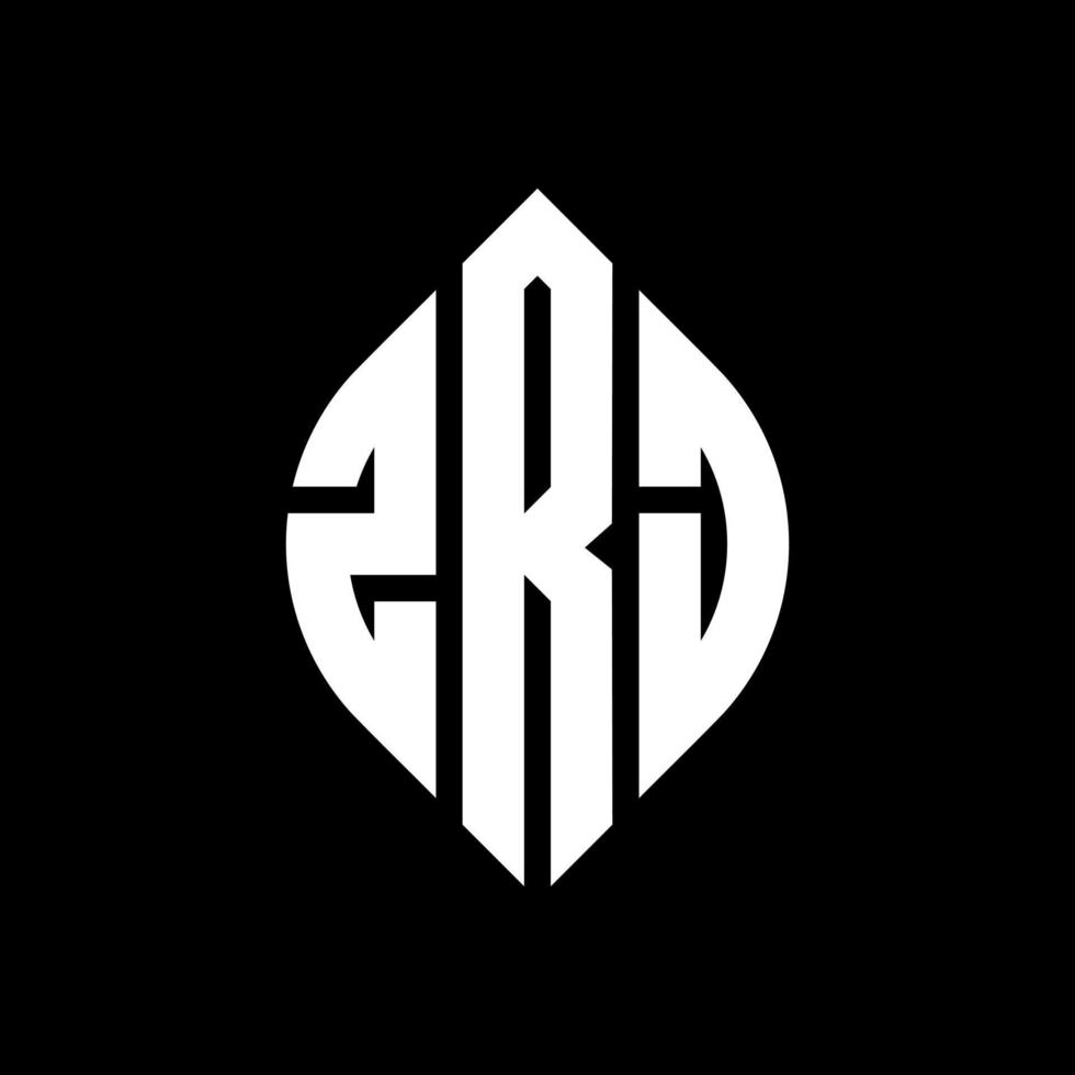 ZRJ circle letter logo design with circle and ellipse shape. ZRJ ellipse letters with ...