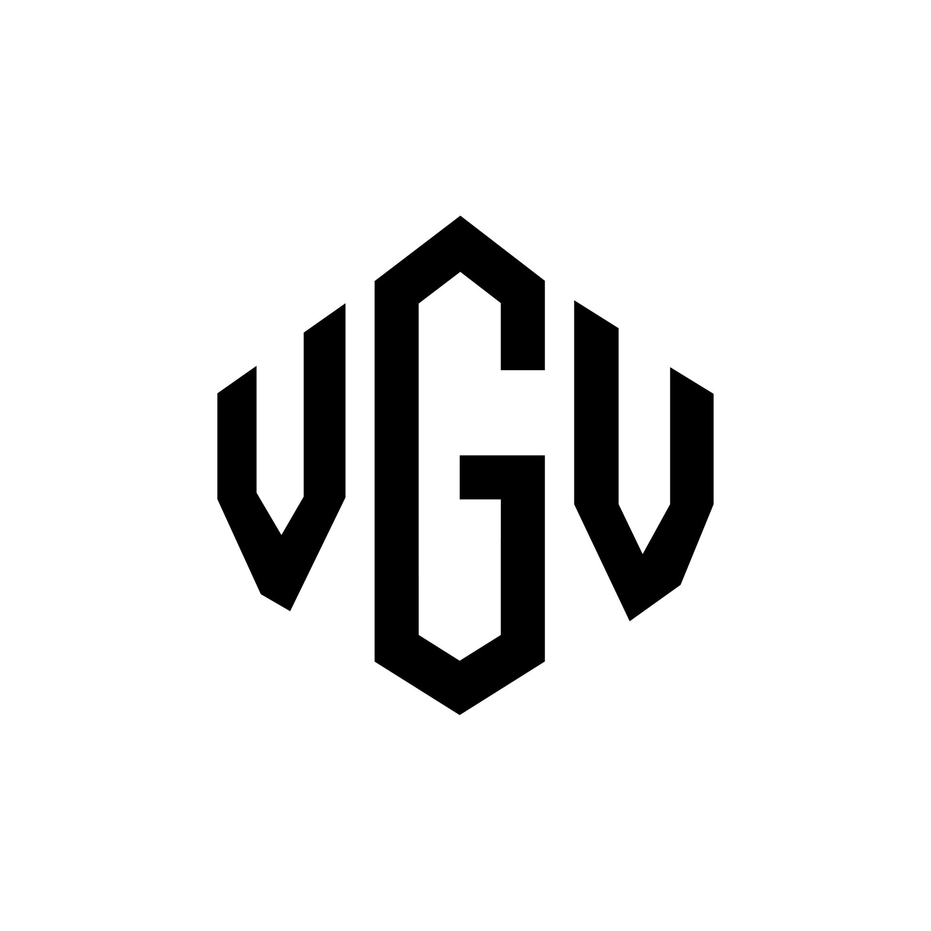 diseño de logotipo de letra vgv con forma de polígono. diseño de logotipo de forma de cubo y ...