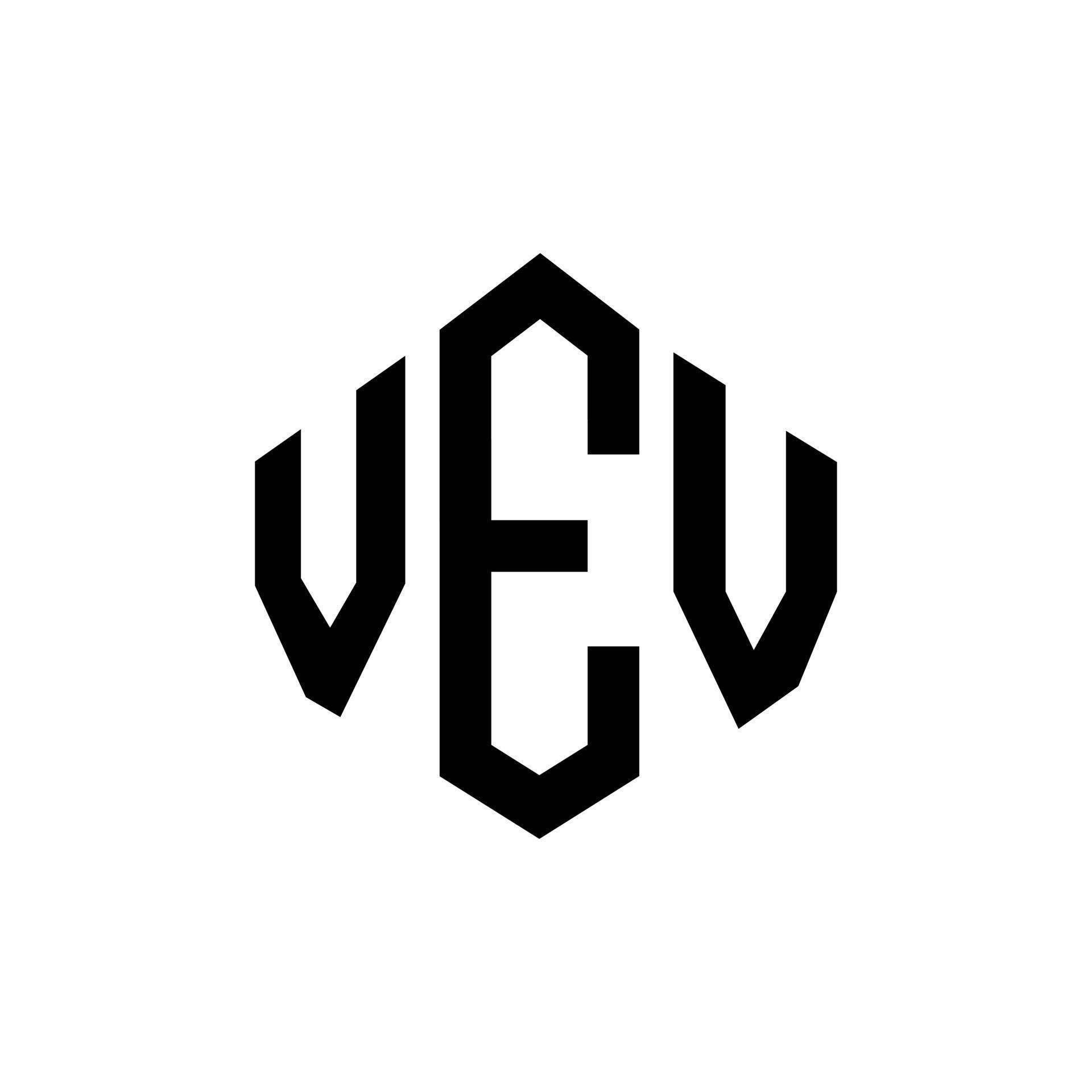 VEV letter logo design with polygon shape. VEV polygon and cube shape logo design. VEV hexagon ...