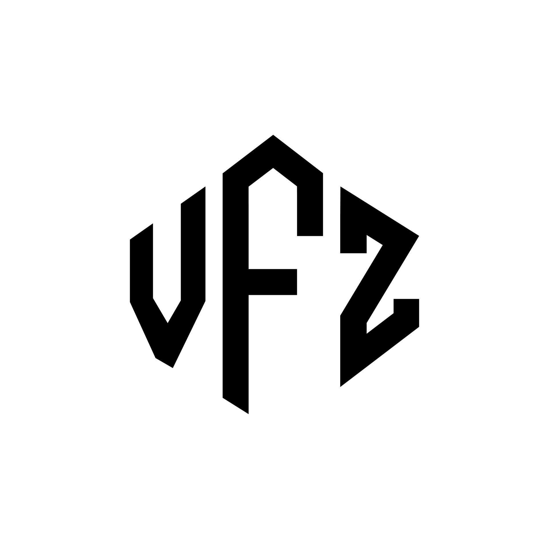 VFZ letter logo design with polygon shape. VFZ polygon and cube shape logo design. VFZ hexagon ...