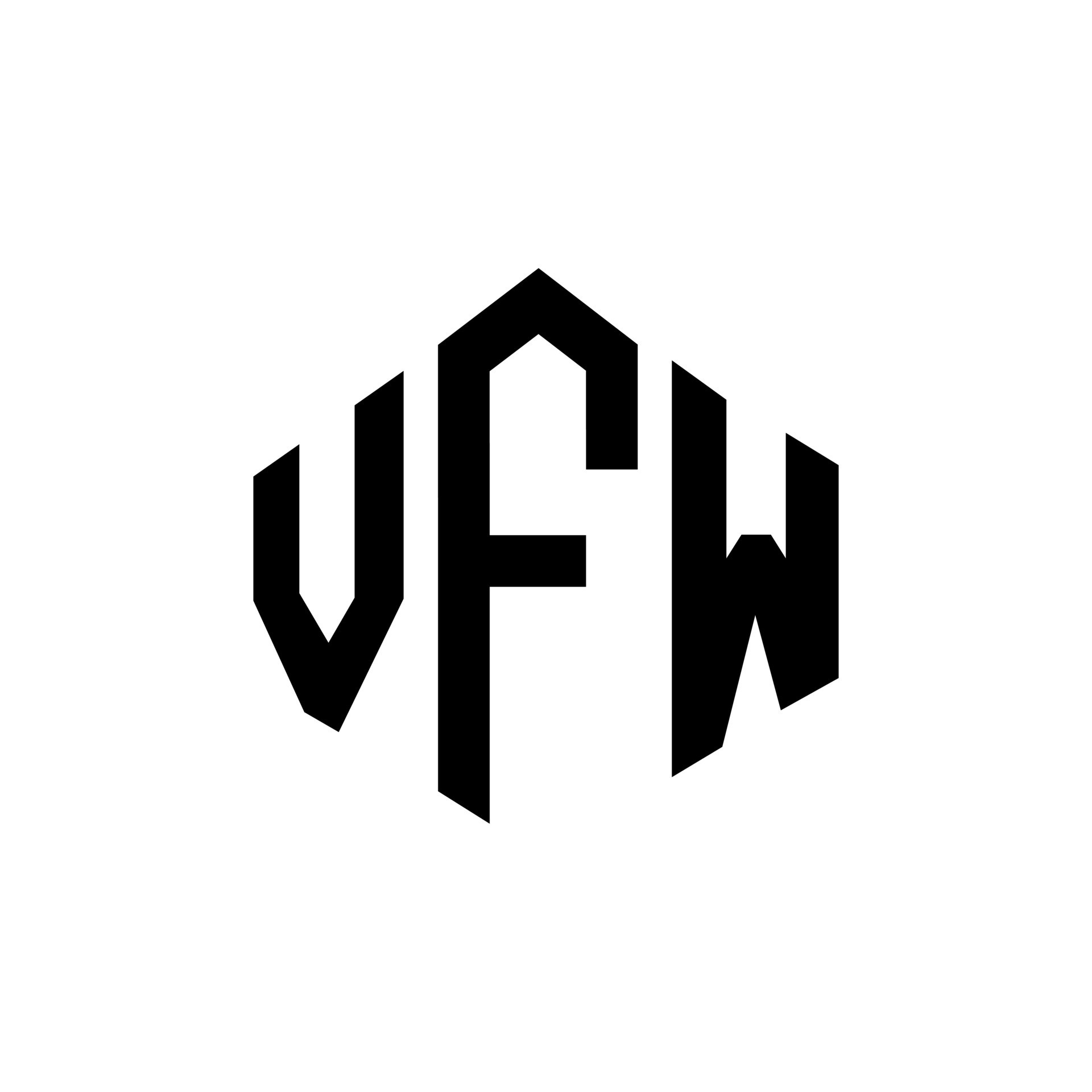 diseño de logotipo de letra vfw con forma de polígono. vfw polígono y diseño de logotipo en ...