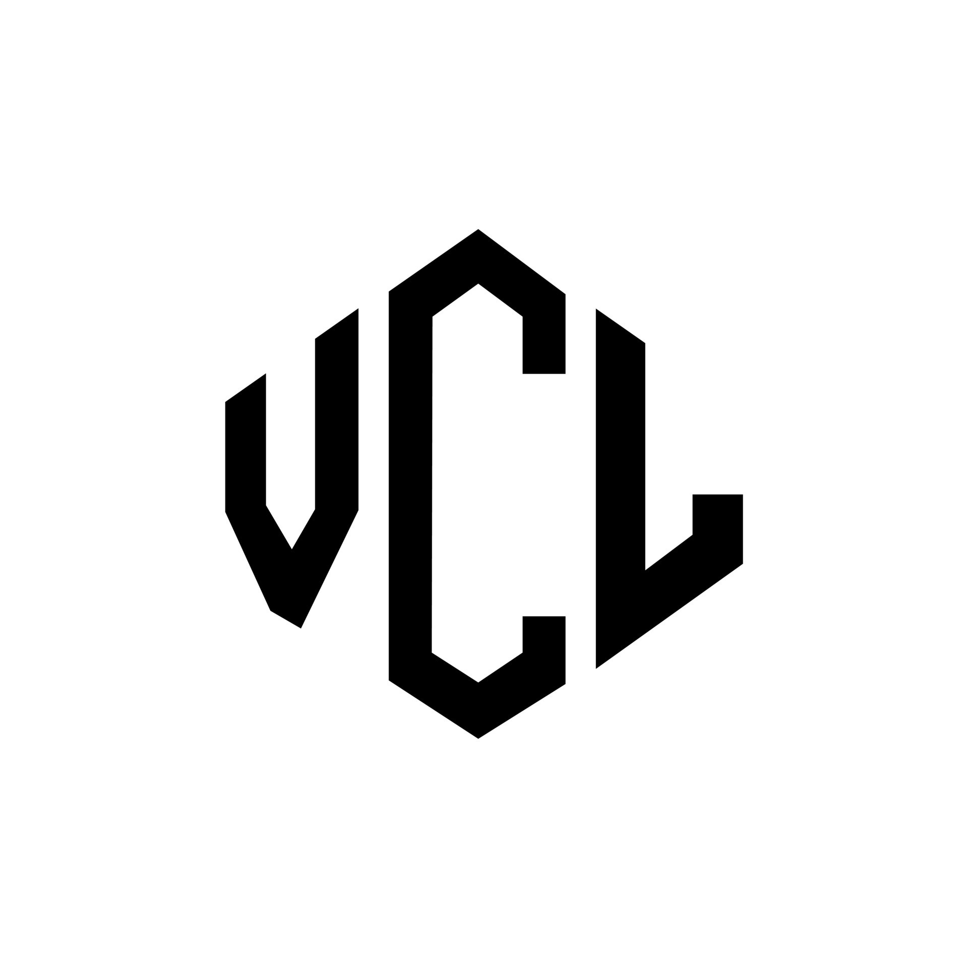 VCL letter logo design with polygon shape. VCL polygon and cube shape logo design. VCL hexagon ...