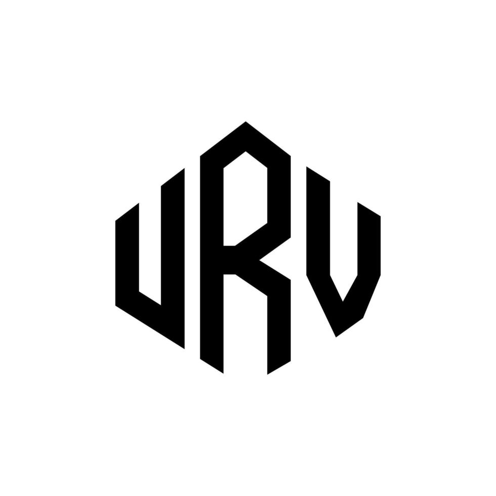 diseño de logotipo de letra urv con forma de polígono. diseño de logotipo en forma de cubo y ...
