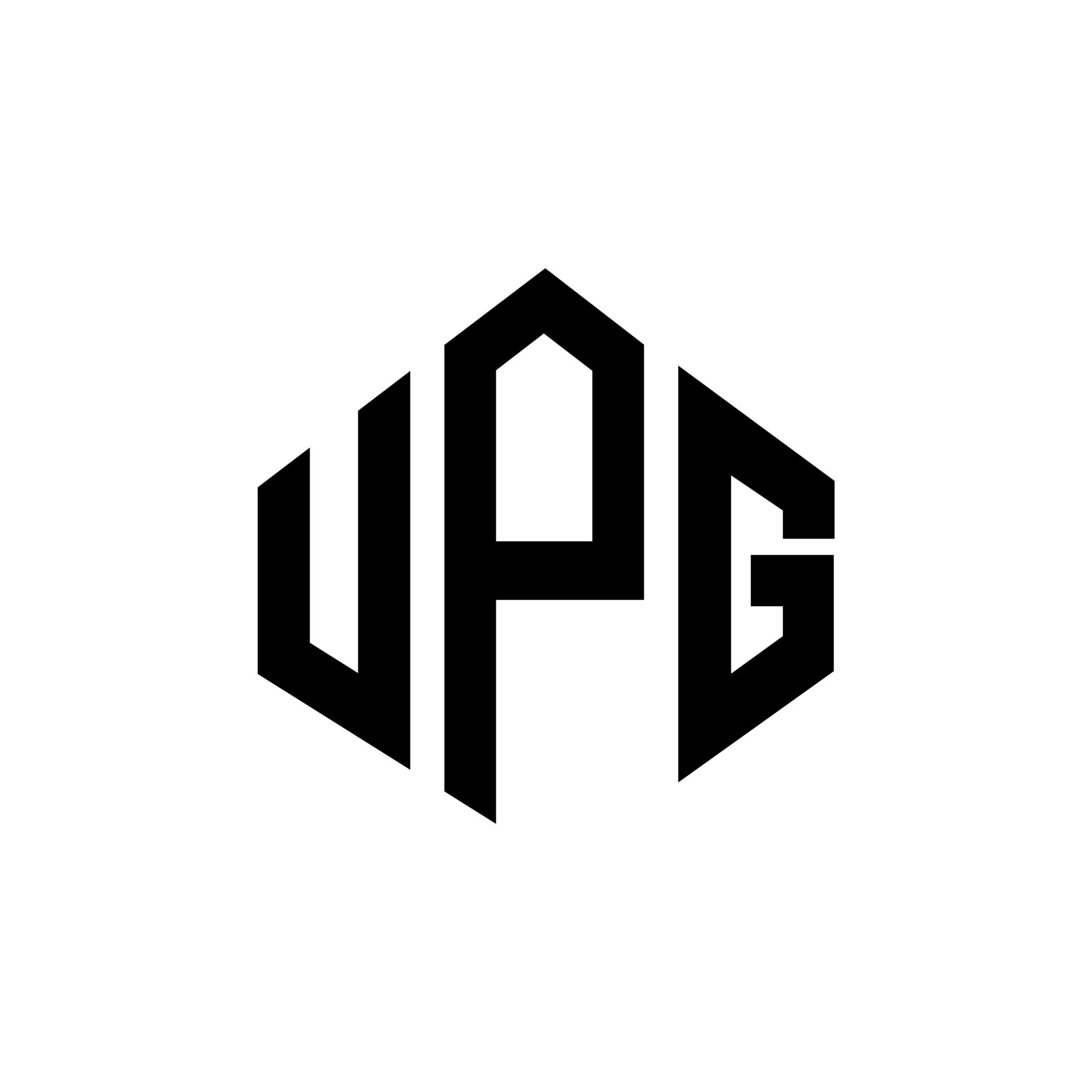 UPG letter logo design with polygon shape. UPG polygon and cube shape logo design. UPG hexagon ...