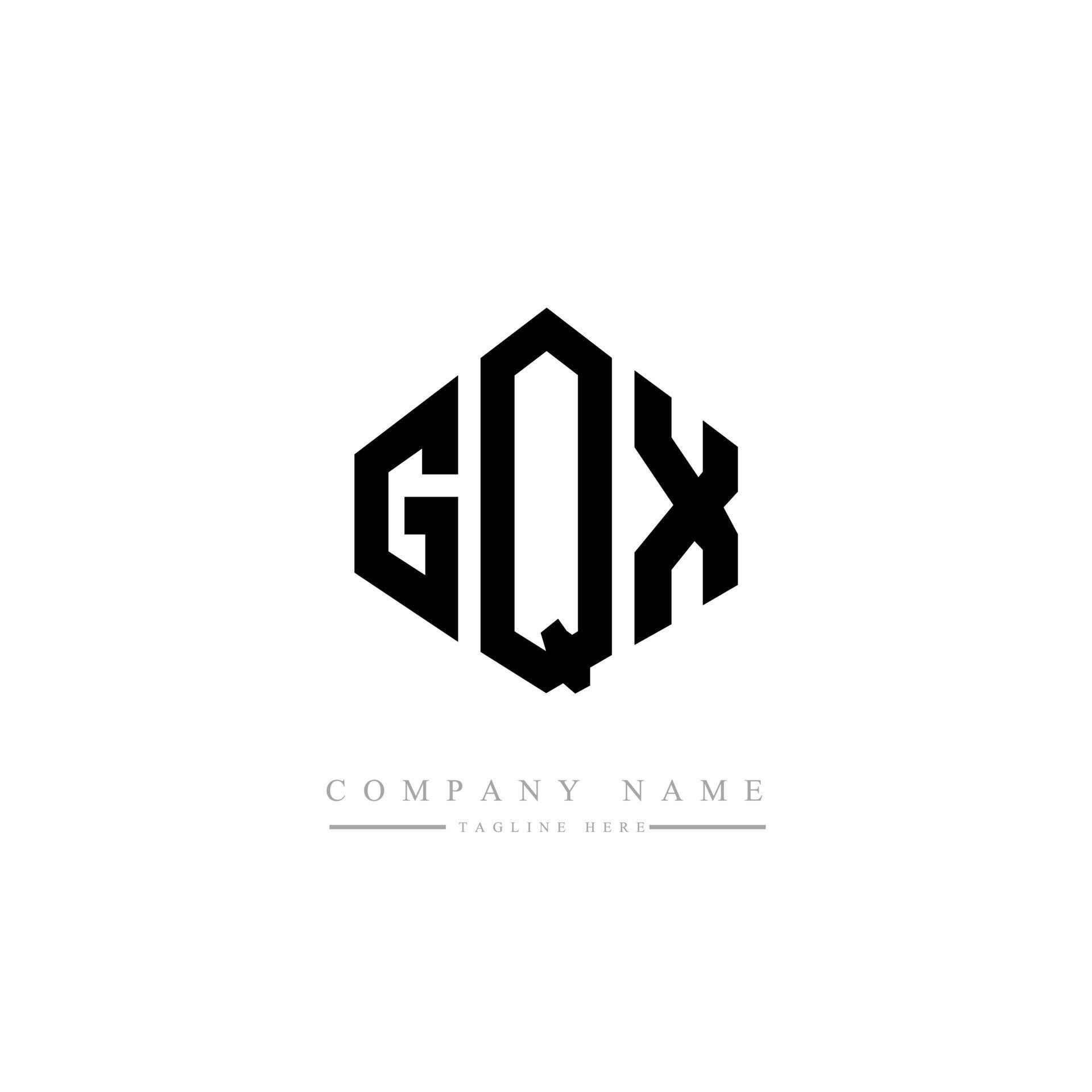 GQX letter logo design with polygon shape. GQX polygon and cube shape logo design. GQX hexagon ...