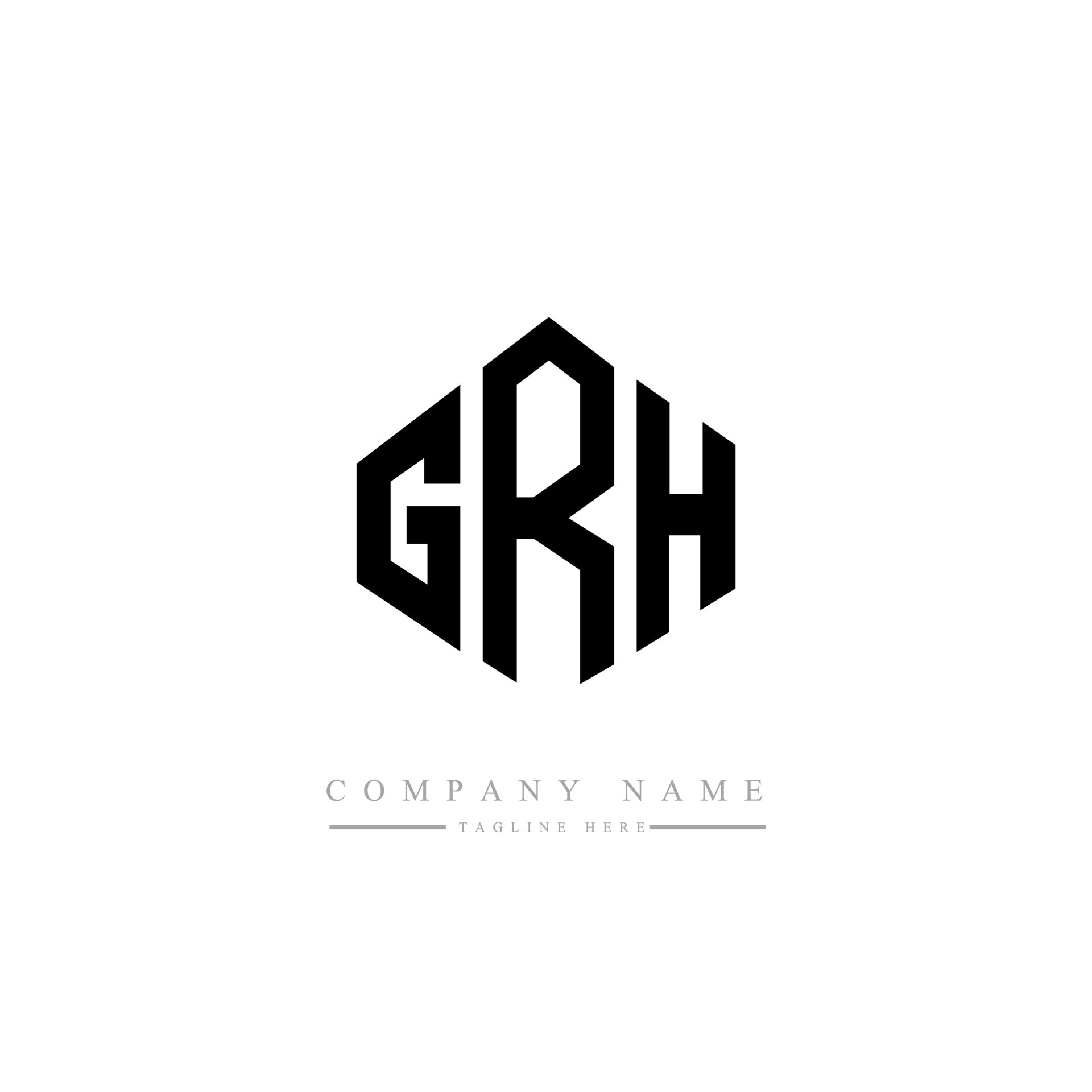 diseño de logotipo de letra grh con forma de polígono. diseño de logotipo en forma de cubo y ...