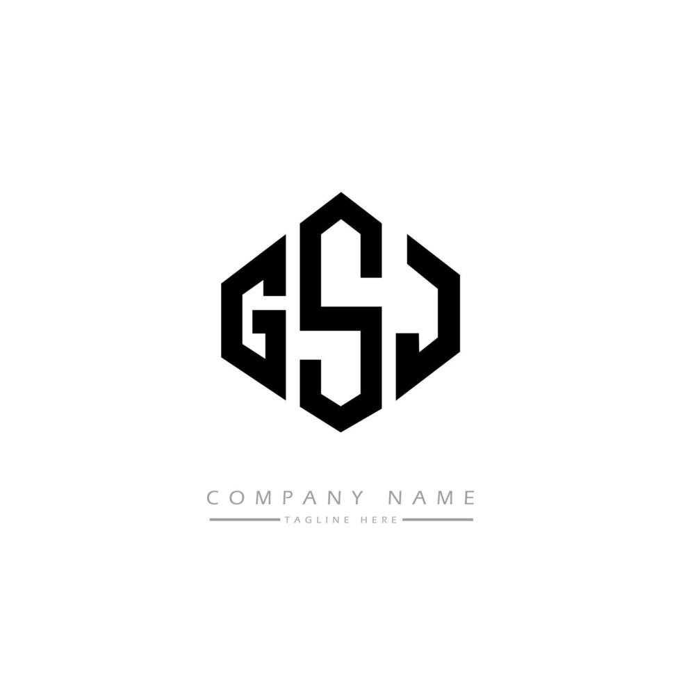 GSJ letter logo design with polygon shape. GSJ polygon and cube shape logo design. GSJ hexagon ...