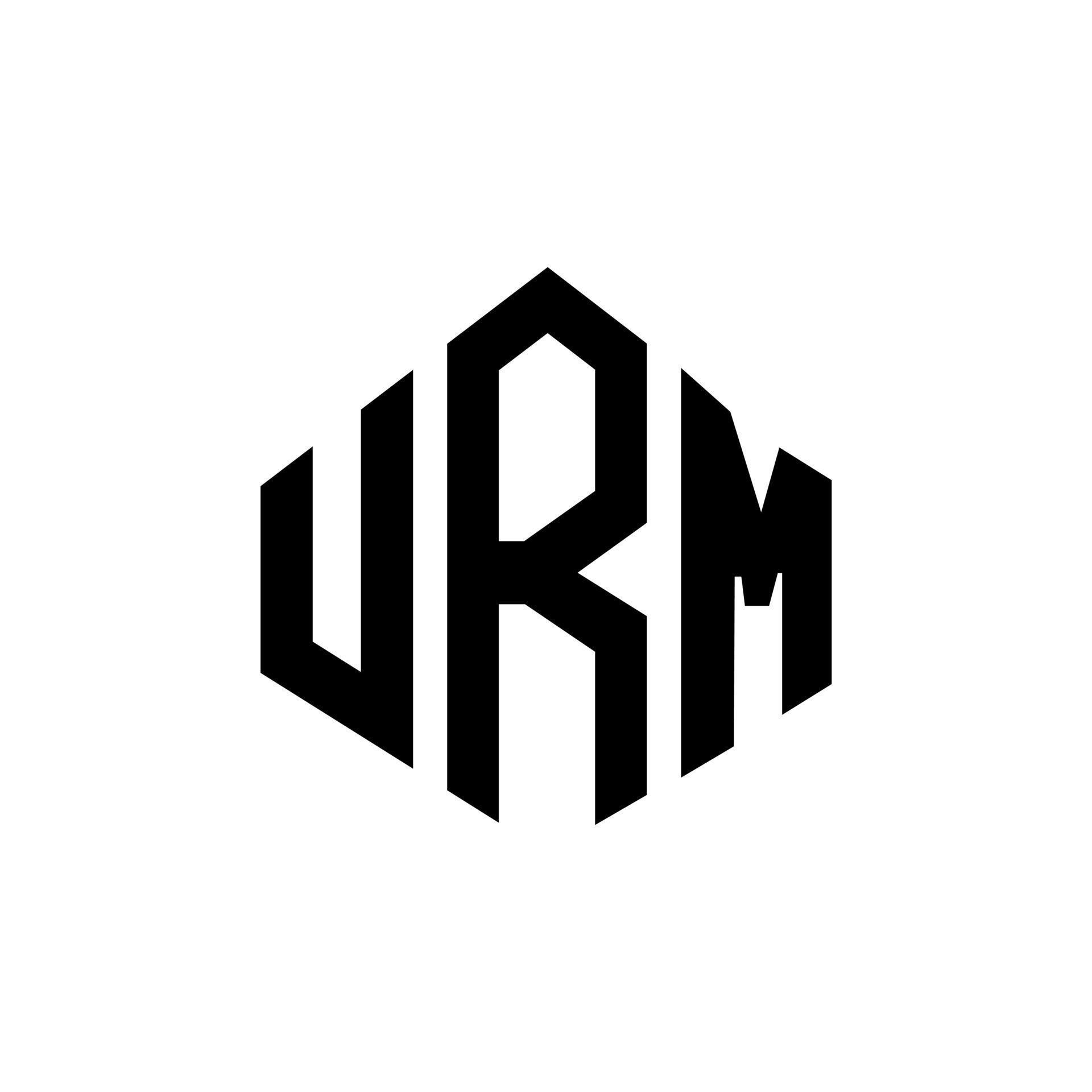 URM letter logo design with polygon shape. URM polygon and cube shape logo design. URM hexagon ...