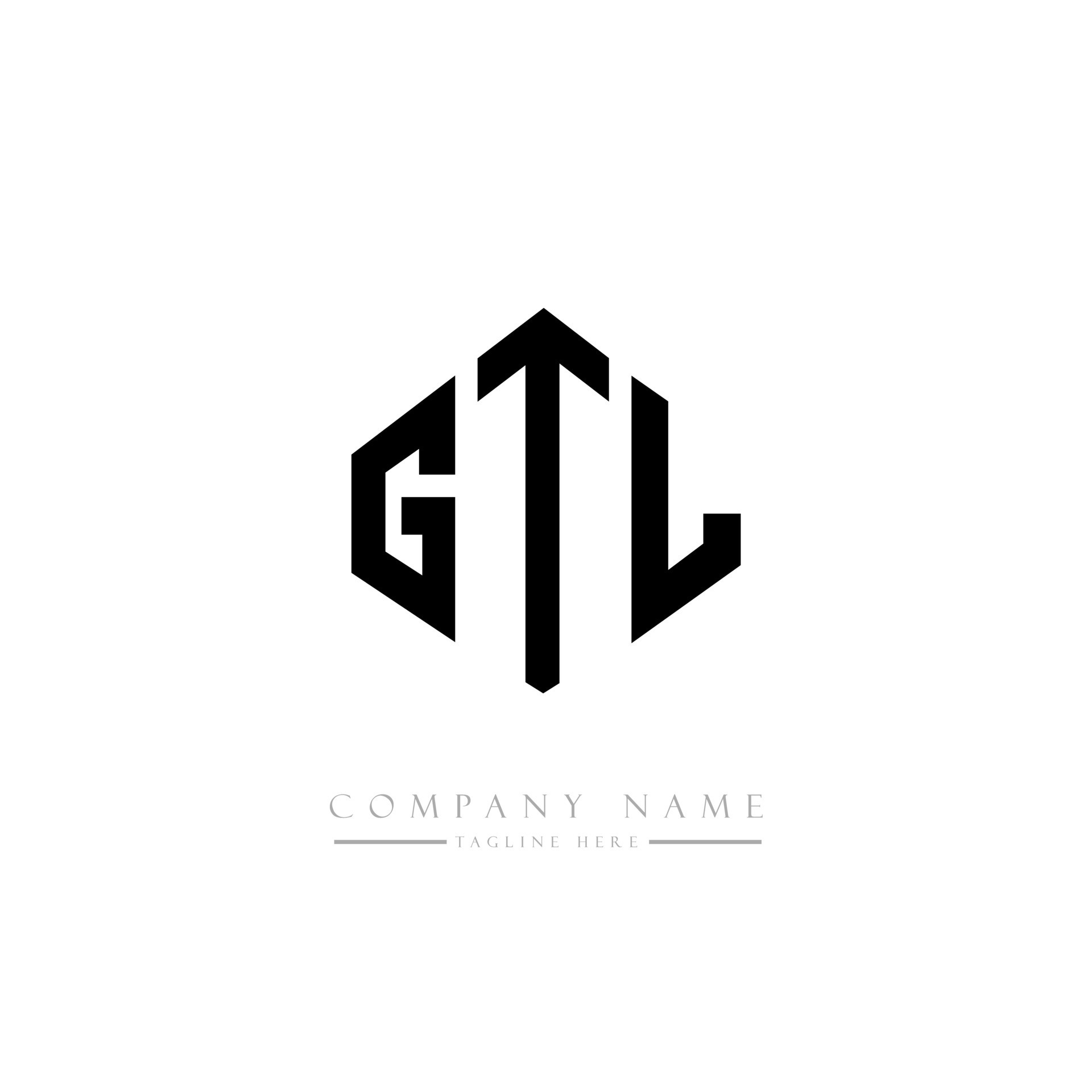 diseño de logotipo de letra gtl con forma de polígono. Diseño de logotipo en forma de cubo y ...