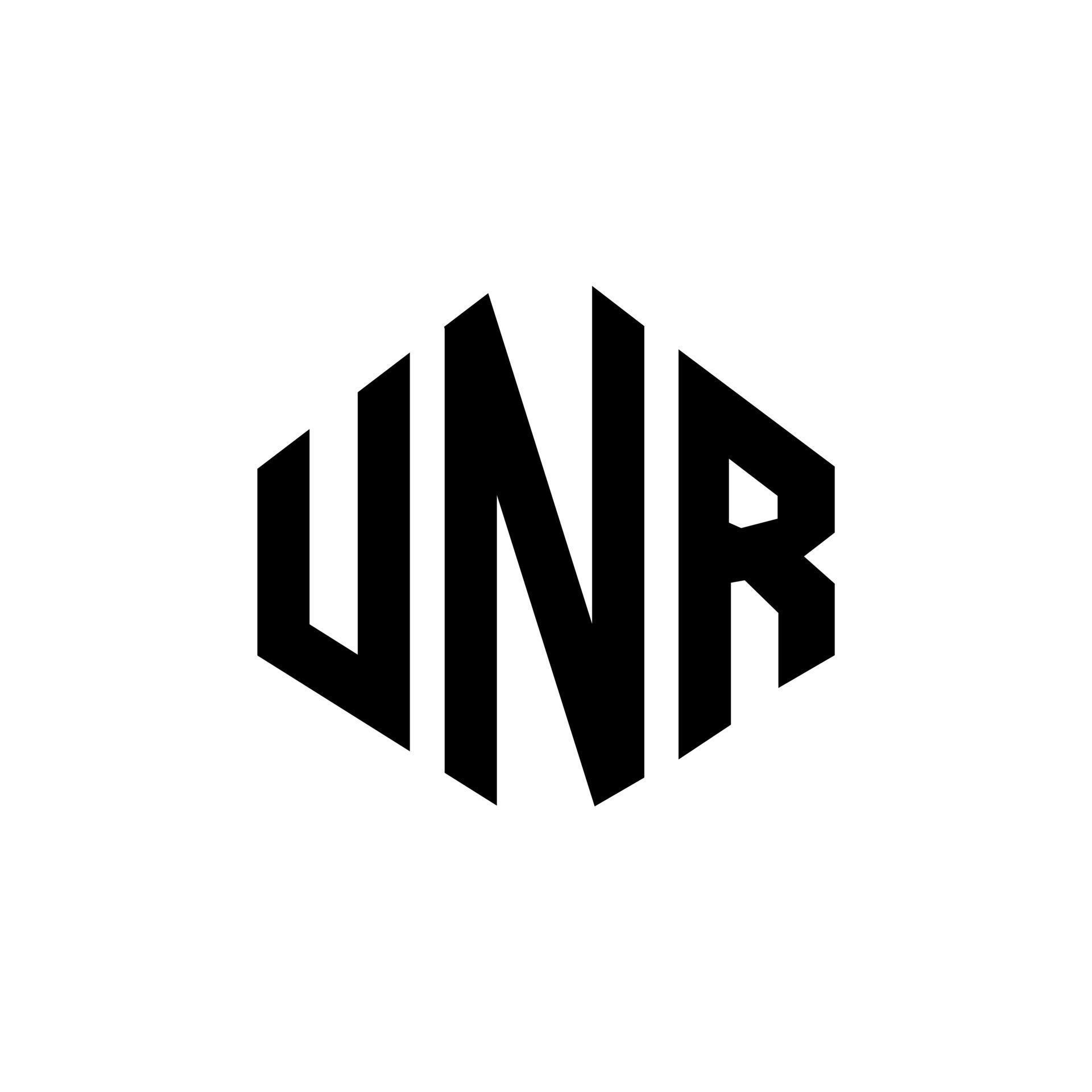 diseño de logotipo de letra unr con forma de polígono. unr polígono y diseño de logotipo en ...