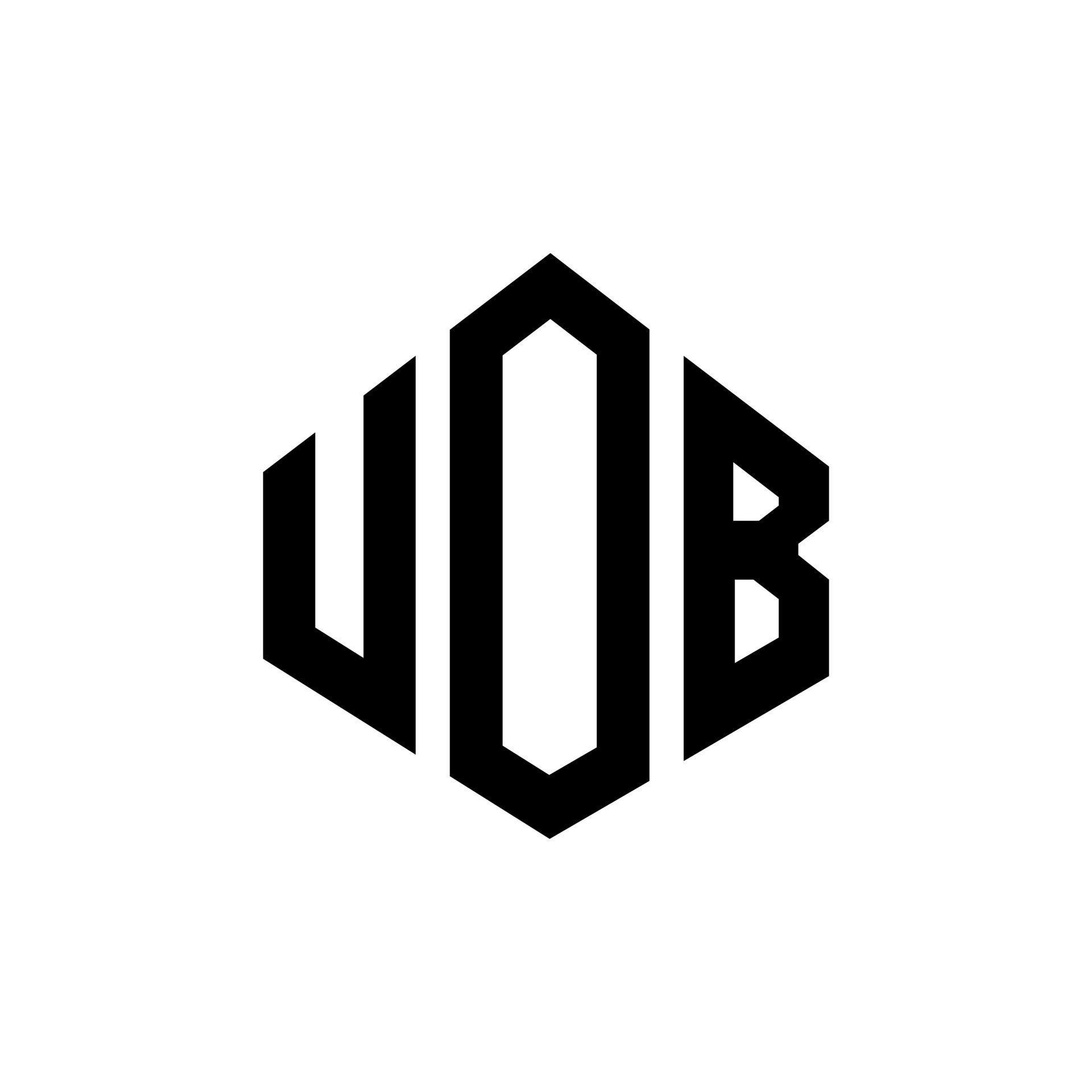 UOB letter logo design with polygon shape. UOB polygon and cube shape logo design. UOB hexagon ...