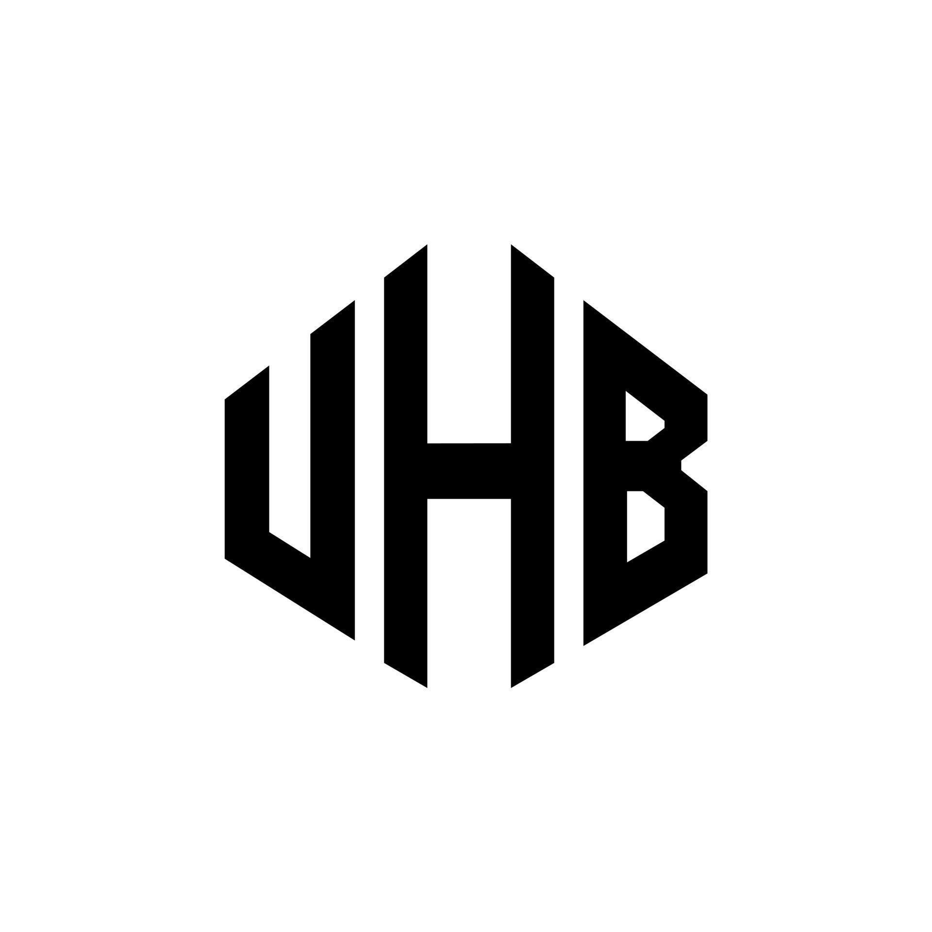 diseño de logotipo de letra uhb con forma de polígono. diseño de logotipo en forma de cubo y ...