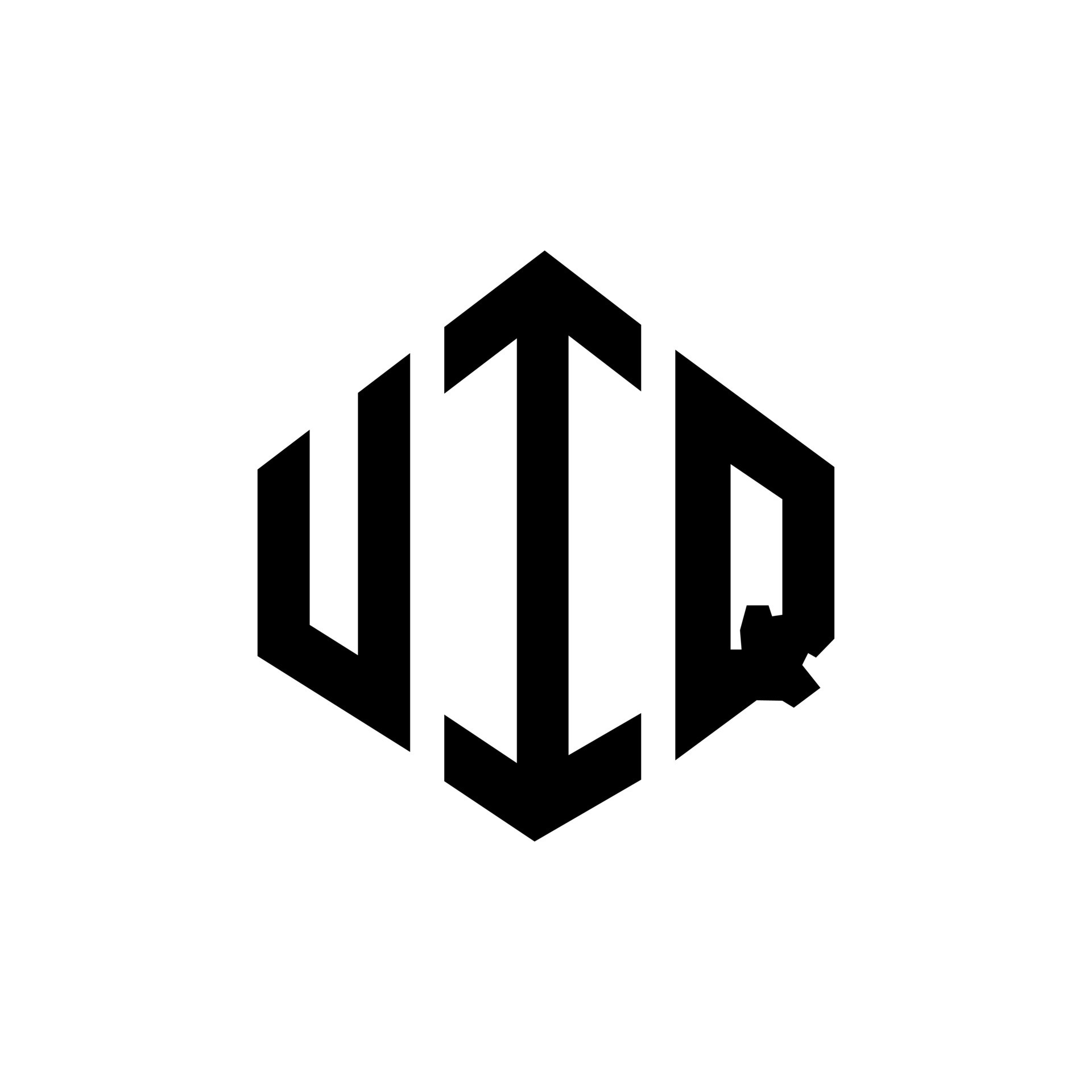 UIQ letter logo design with polygon shape. UIQ polygon and cube shape logo design. UIQ hexagon ...