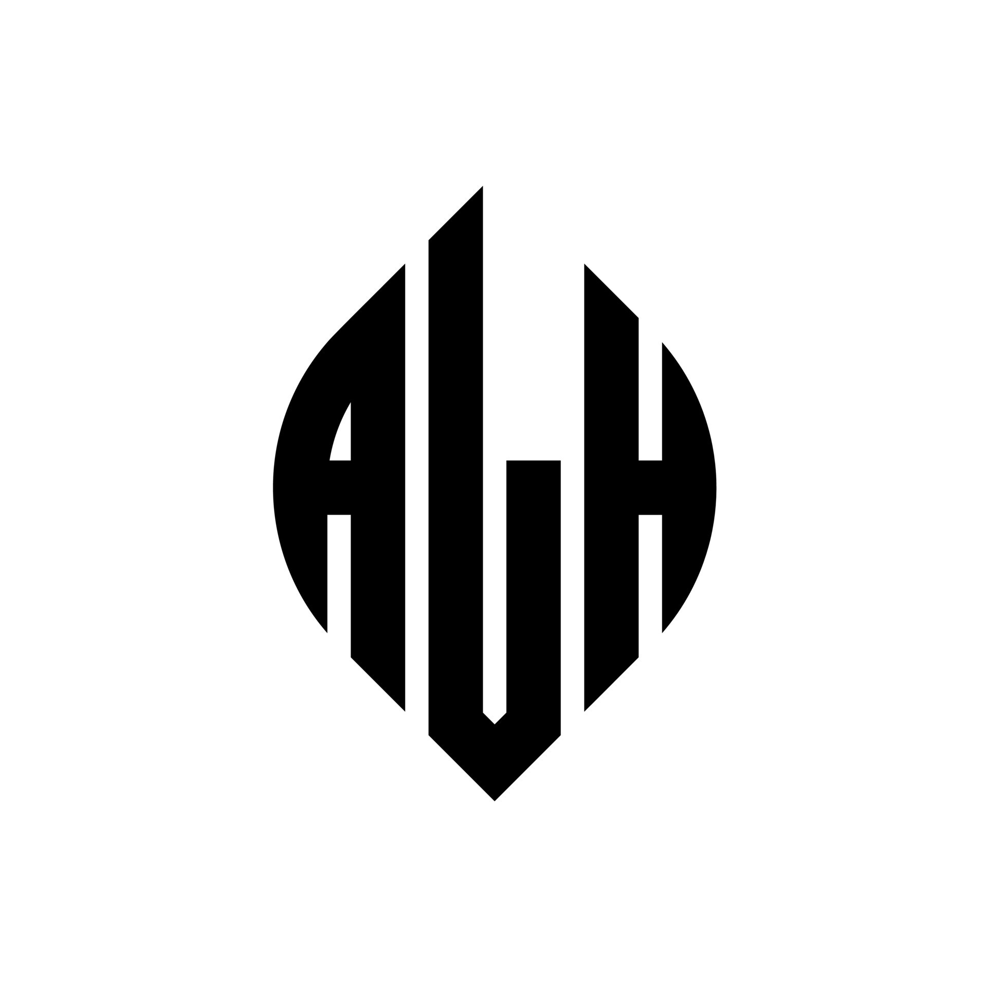 diseño de logotipo de letra de círculo alh con forma de círculo y elipse. alh letras elipses con ...