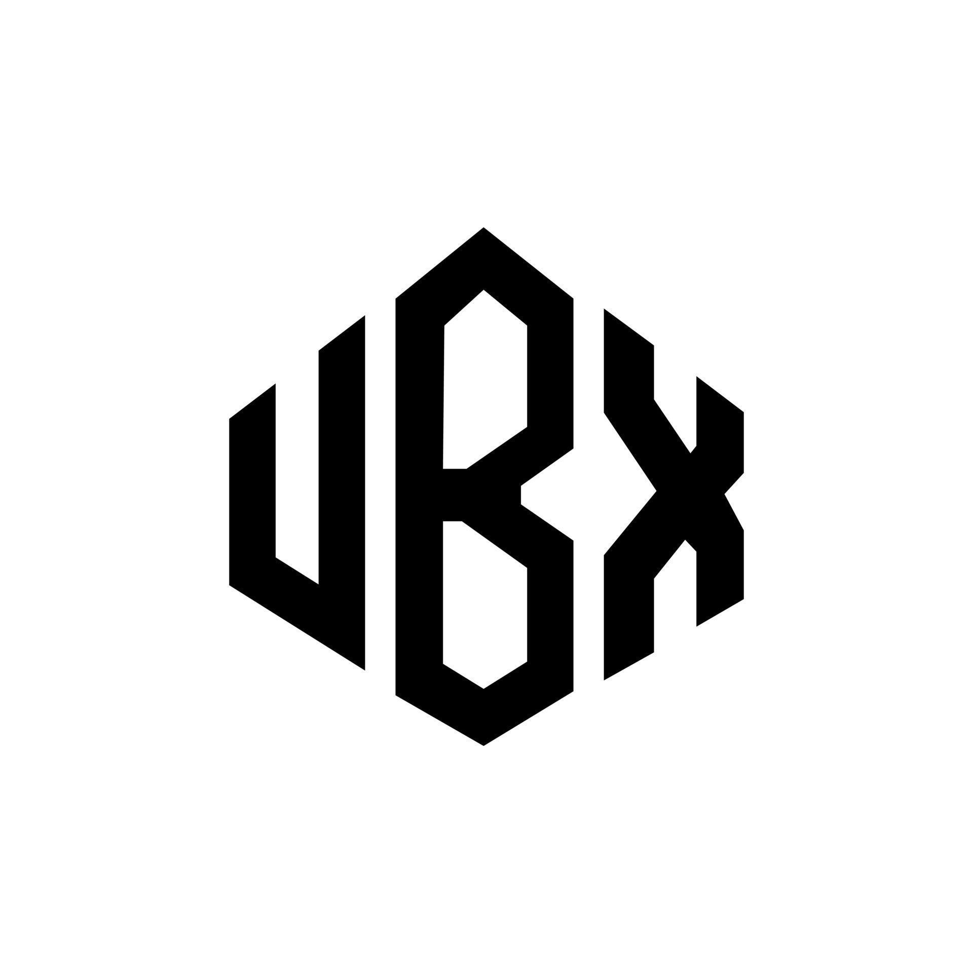 diseño de logotipo de letra ubx con forma de polígono. diseño de logotipo de forma de cubo y ...