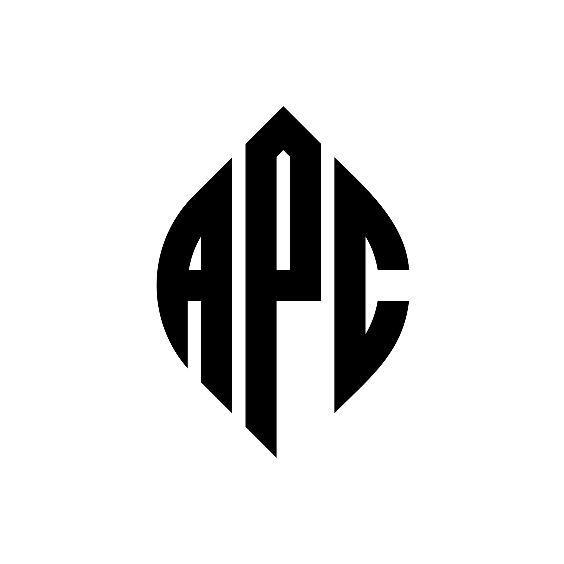 diseño de logotipo de letra circular apc con forma de círculo y elipse. letras elípticas apc con ...