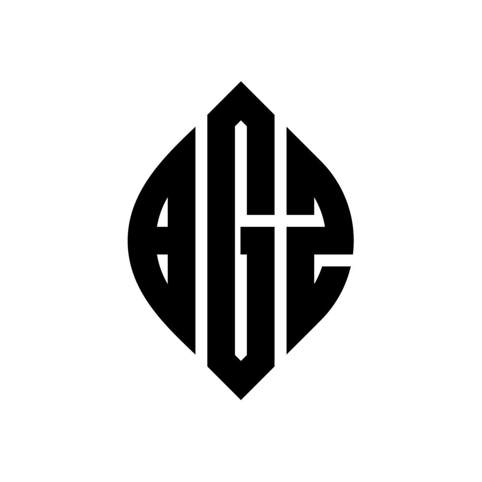 diseño de logotipo de letra circular bgz con forma de círculo y elipse. letras elípticas bgz con ...