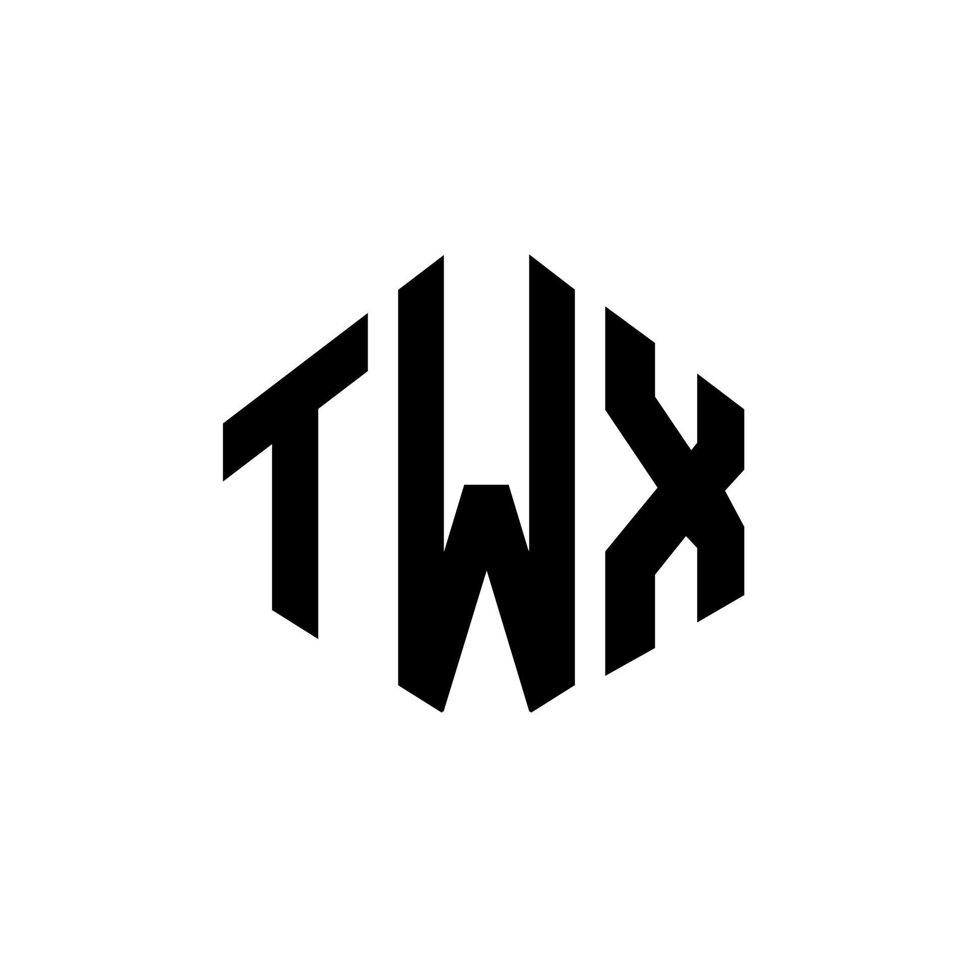 TWX letter logo design with polygon shape. TWX polygon and cube shape logo design. TWX hexagon ...