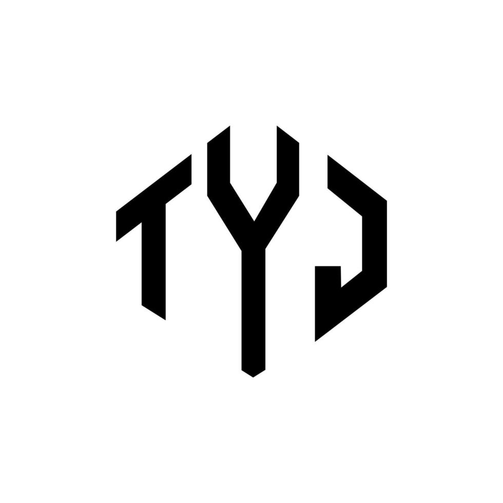 TYJ letter logo design with polygon shape. TYJ polygon and cube shape logo design. TYJ hexagon ...