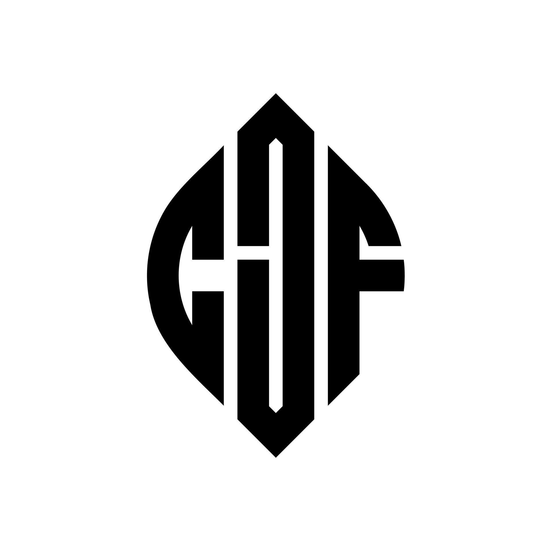 cjf diseño de logotipo de letra circular con forma de círculo y elipse ...