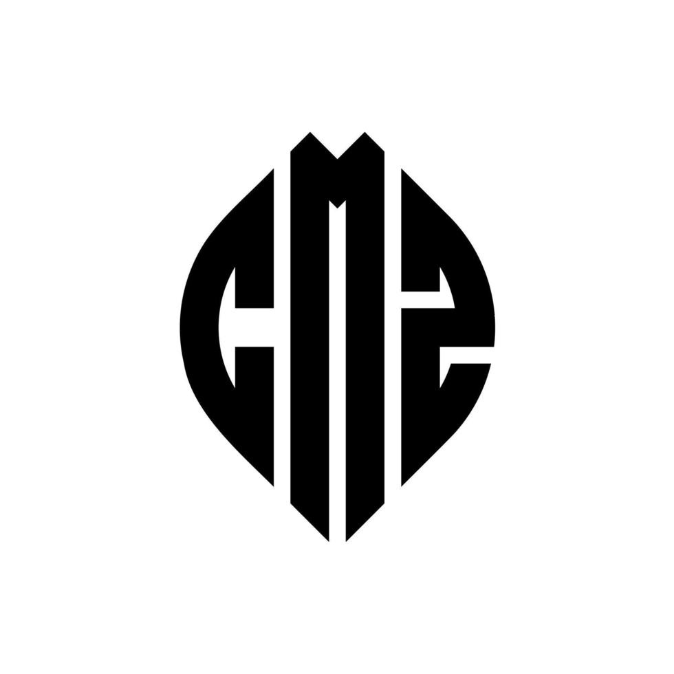 Diseño de logotipo de letra circular cmz con forma de círculo y elipse. cmz letras elipses con ...