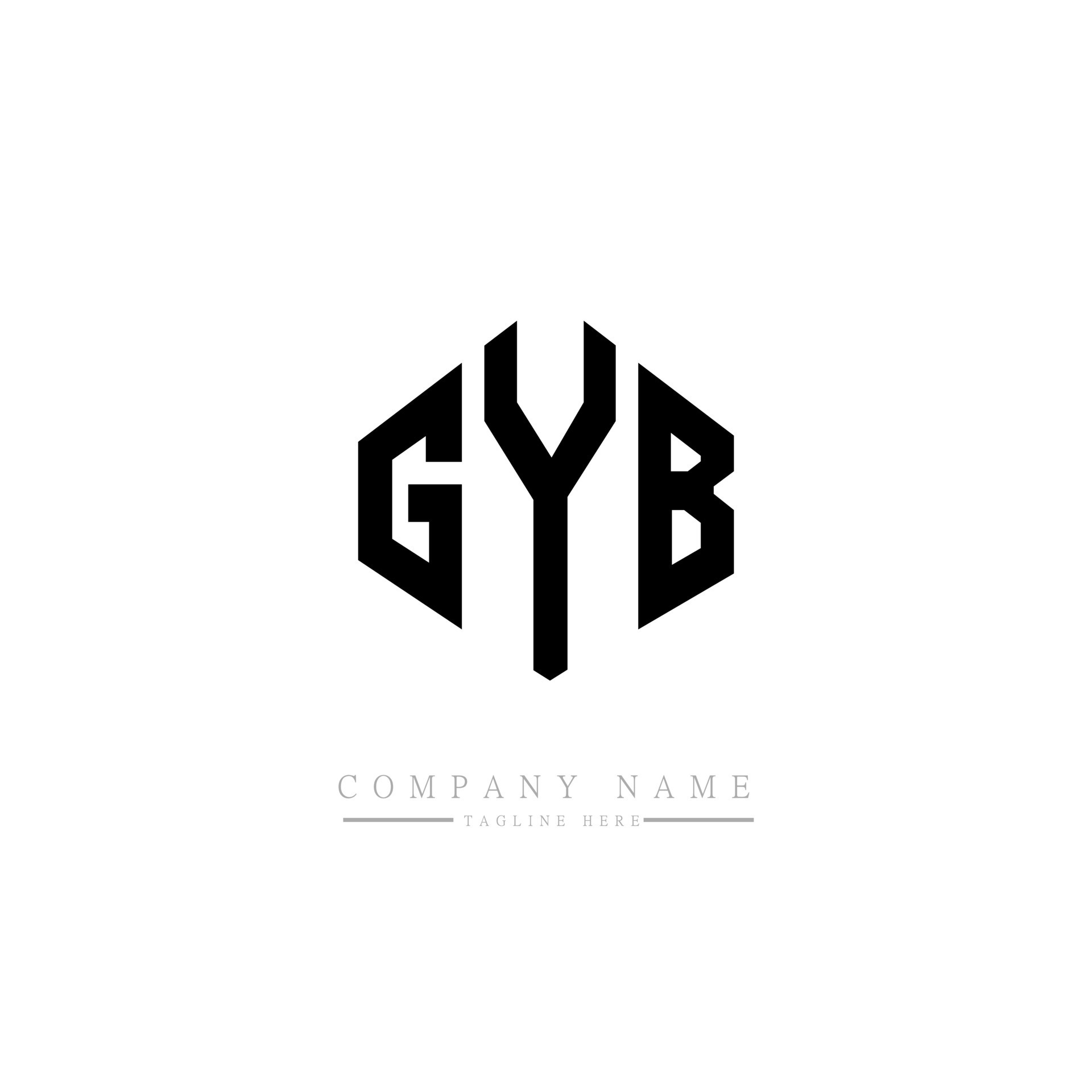 diseño de logotipo de letra gyb con forma de polígono. diseño de logotipo en forma de cubo y ...