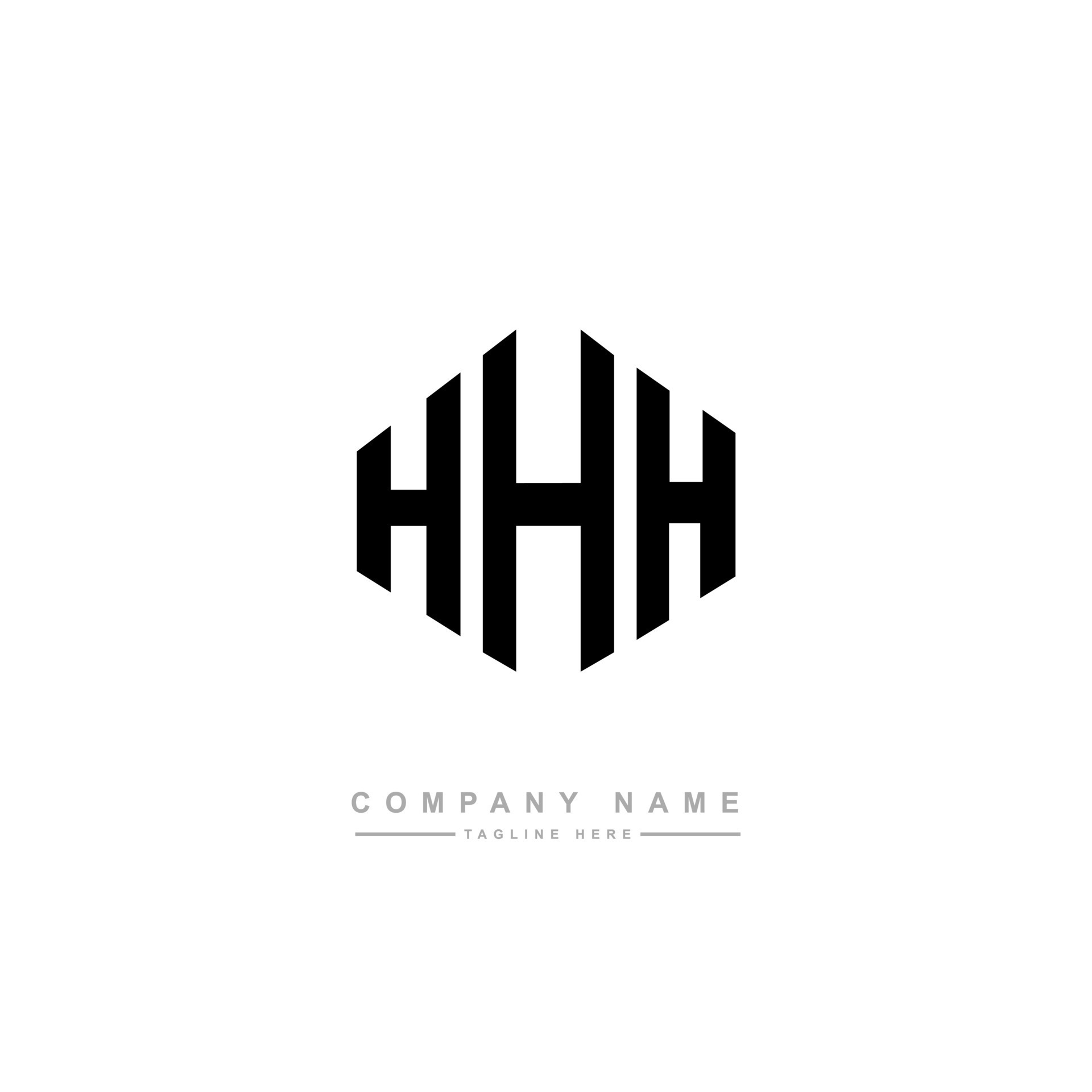 diseño de logotipo de letra hhh con forma de polígono. hhh polígono y diseño de logotipo en ...