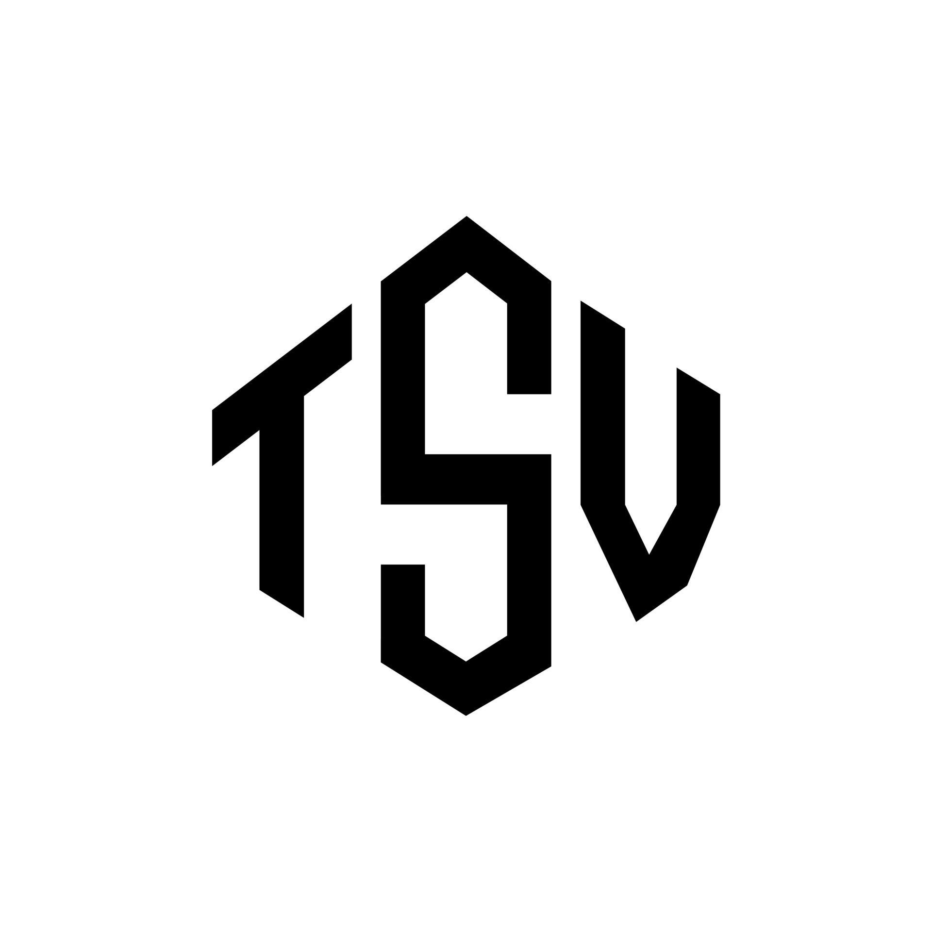 diseño de logotipo de letra tsv con forma de polígono. diseño de logotipo en forma de cubo y ...