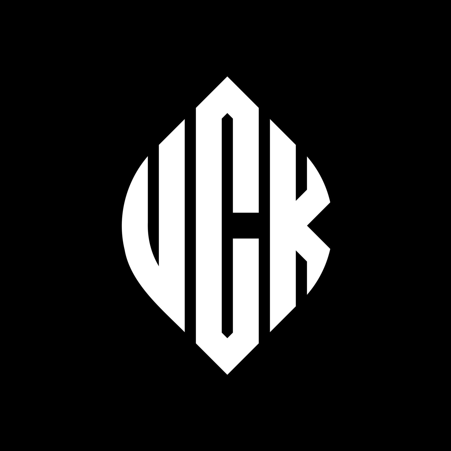 diseño de logotipo de letra circular uck con forma de círculo y elipse. uck elipse letras con ...