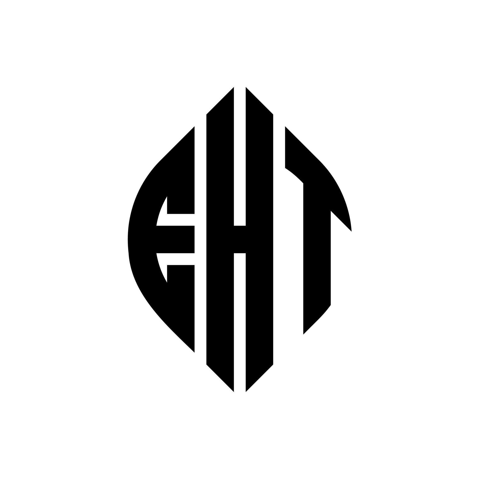 diseño de logotipo de letra de círculo eht con forma de círculo y elipse. eht letras elipses con ...