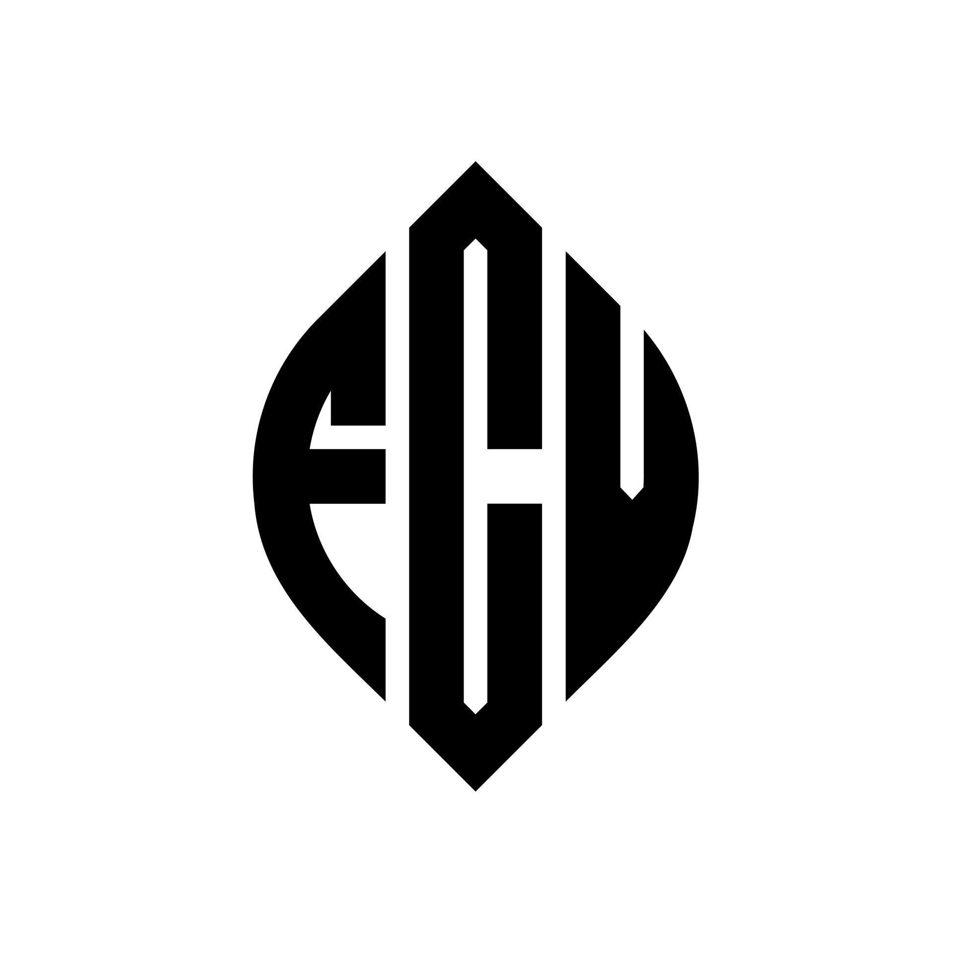 diseño de logotipo de letra de círculo fcv con forma de círculo y elipse. fcv letras elipses con ...