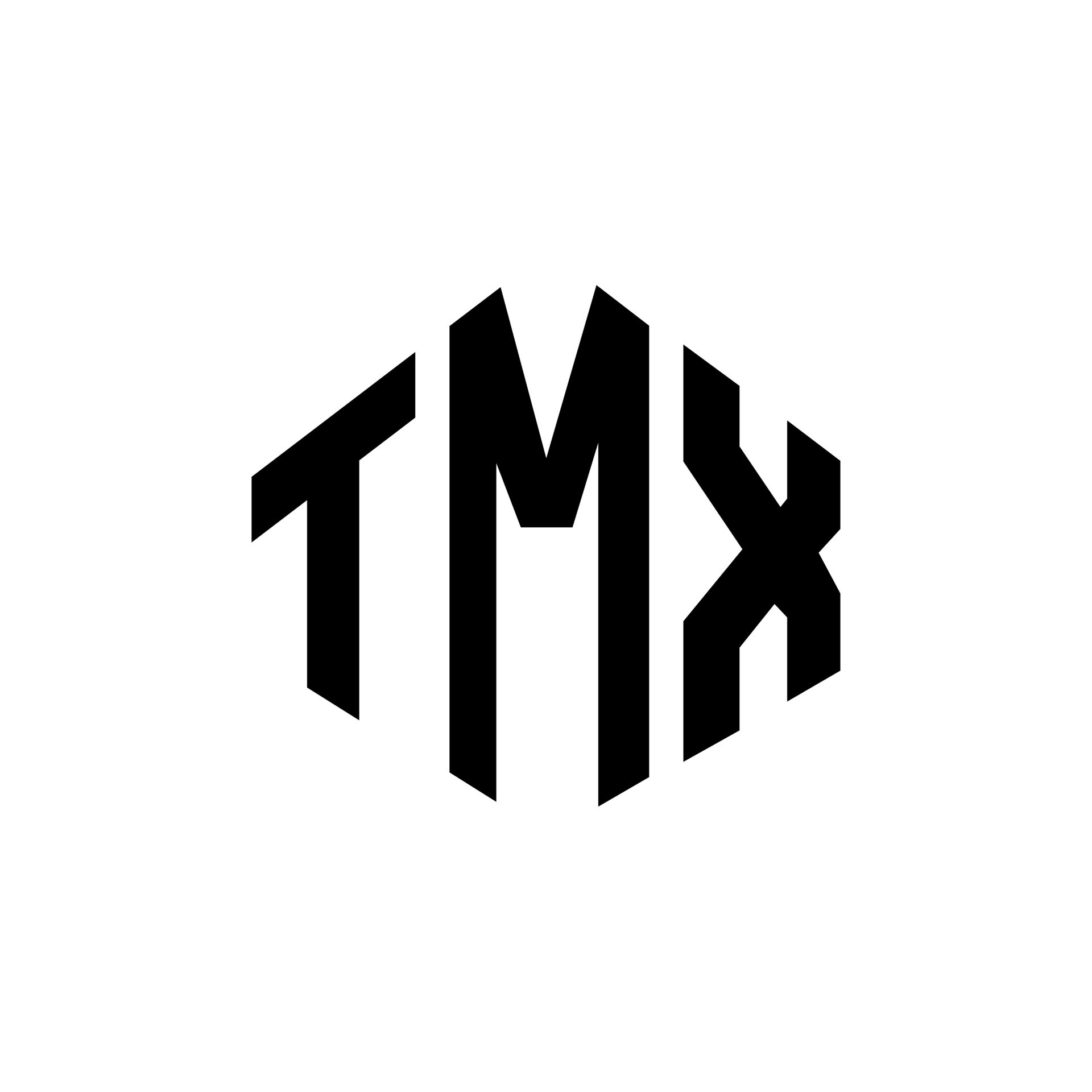 diseño de logotipo de letra tmx con forma de polígono. diseño de logotipo en forma de cubo y ...