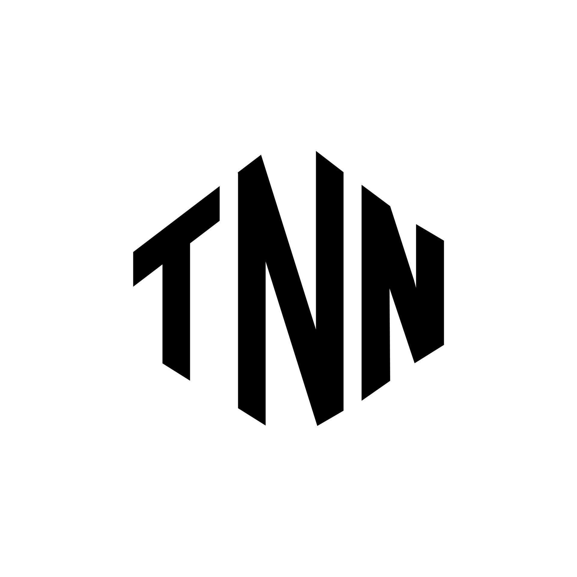 diseño de logotipo de letra tnn con forma de polígono. diseño de logotipo en forma de cubo y ...